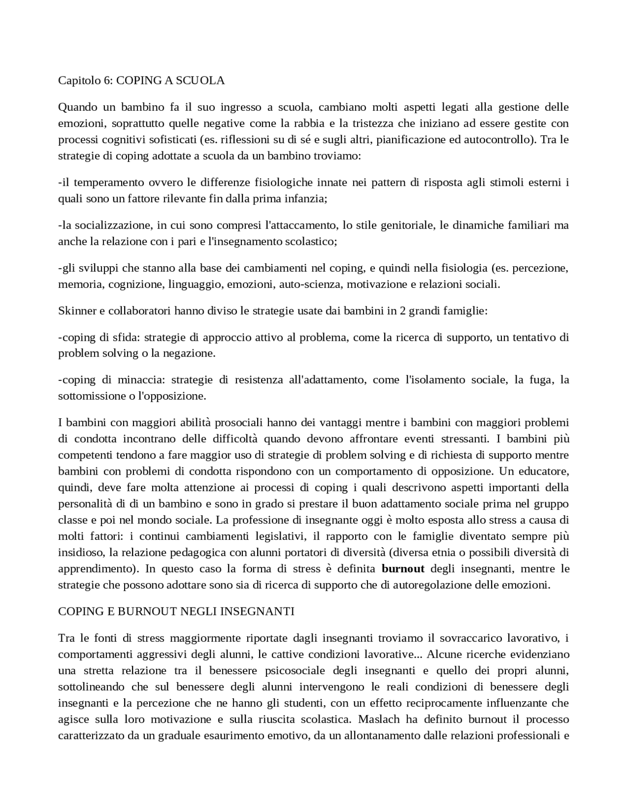 Riassunto De Il Coping Docsity