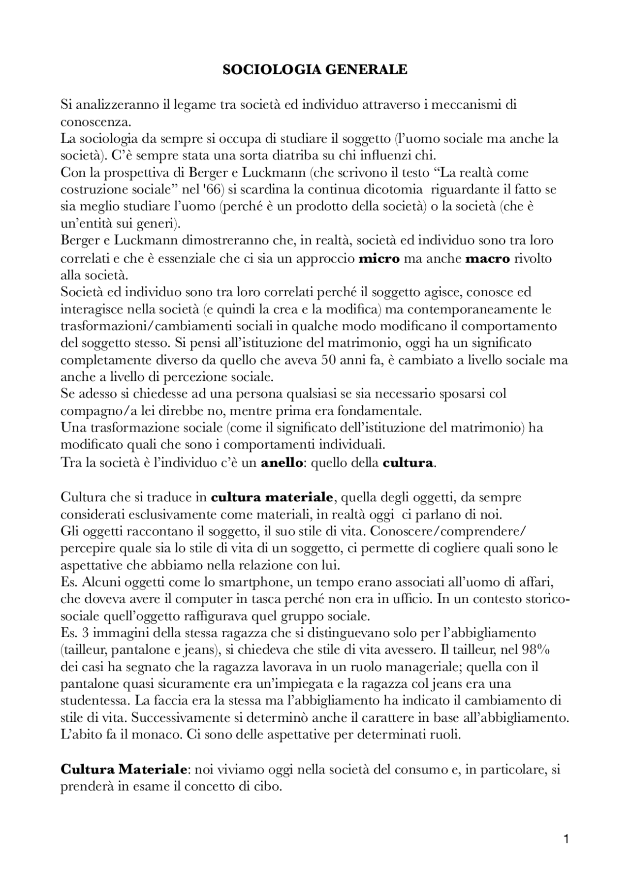 Appunti Di Sociologia Generale Docsity