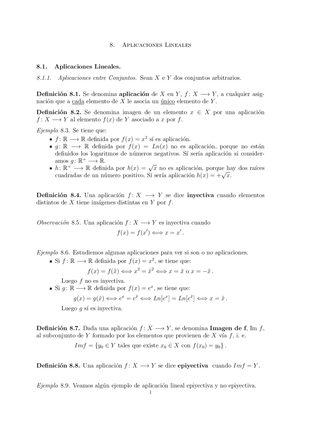 Aplicaciones Lineales Álgebra Apuntes De Álgebra Docsity