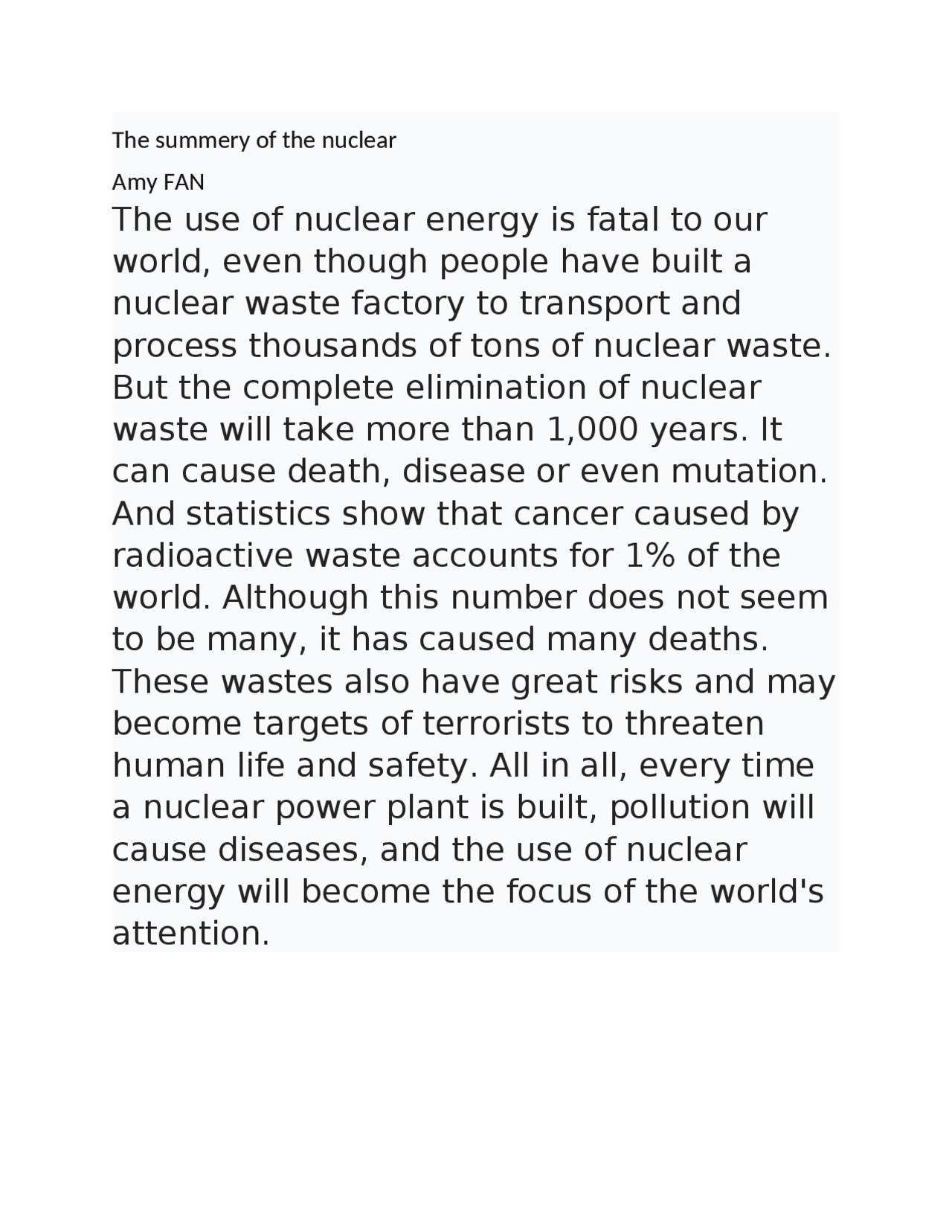 The summary of the nuclear - Docsity