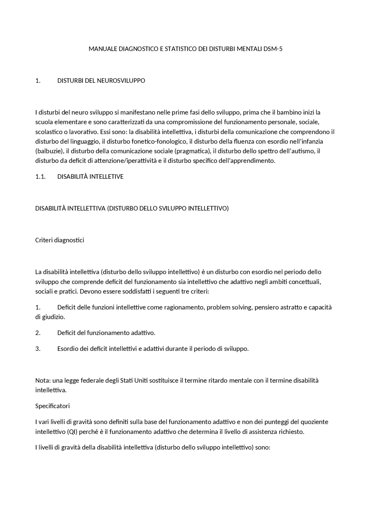 Manuale Diagnostico E Statistico Dei Disturbi Mentali Appunti Di