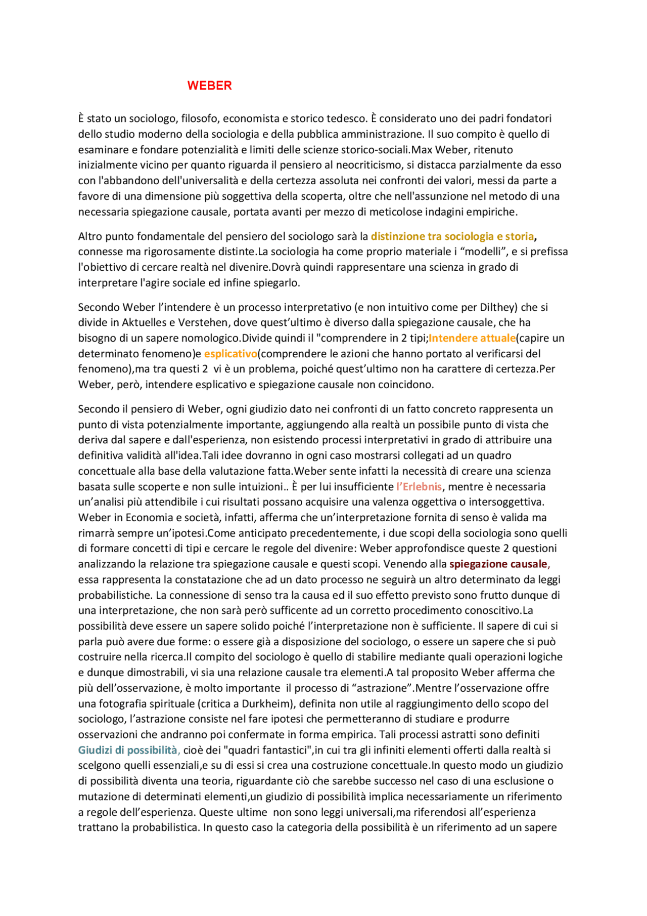 Weberstoria E Metodologia Delle Scienze Sociali Docsity