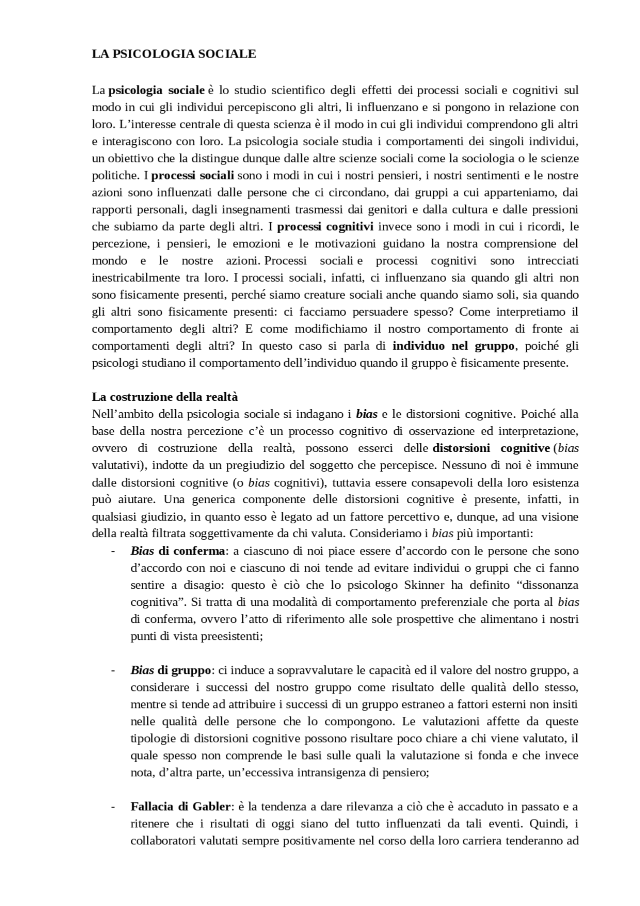 Psicologia Sociale Riassunto Docsity