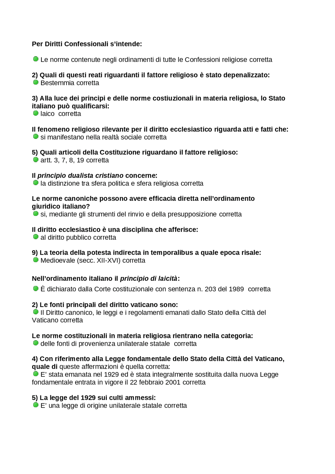 Diritto Ecclesiastico Docsity