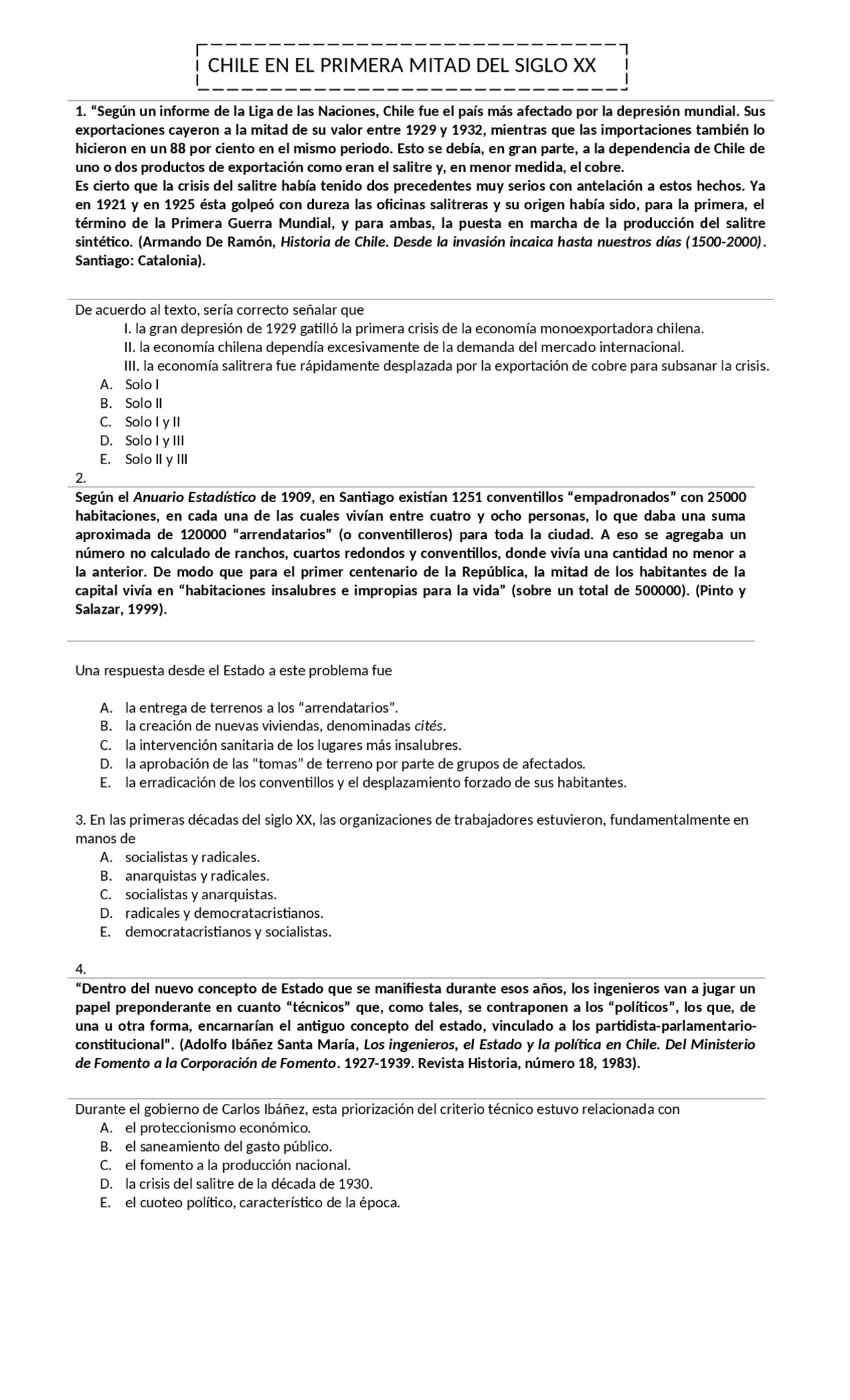 Test De Historia Siglo Xix Docsity