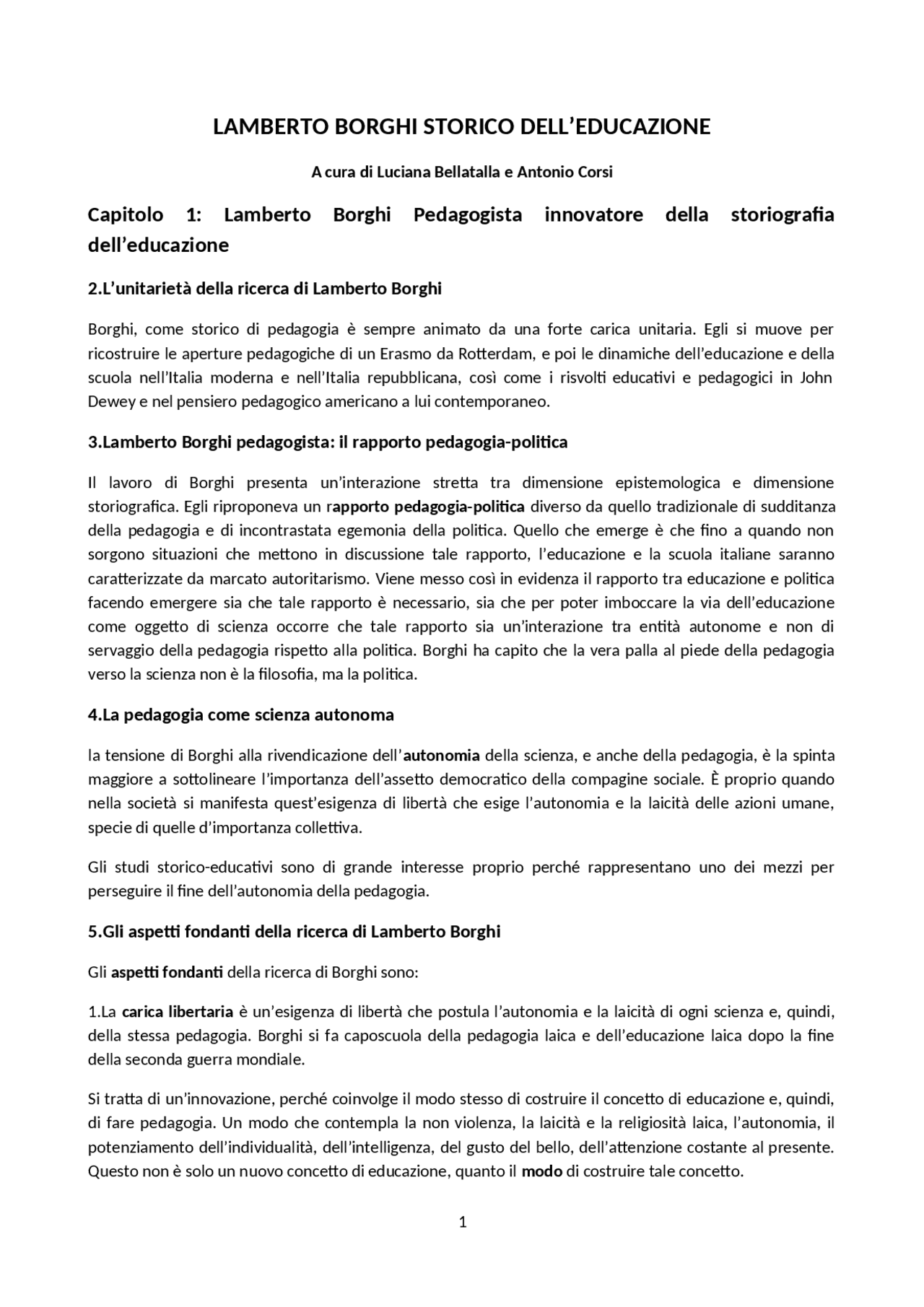 Lamberto Borghi Storico Delleducazione Docsity