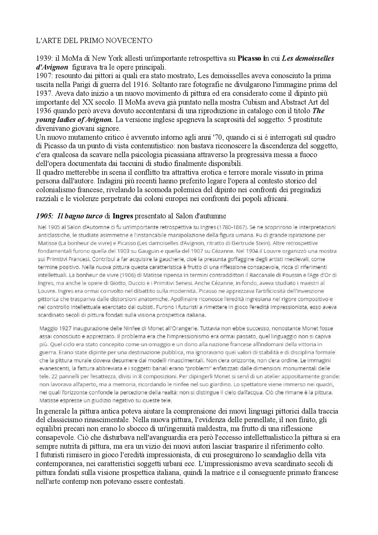 CAP 1 - L'arte del primo '900 - Docsity