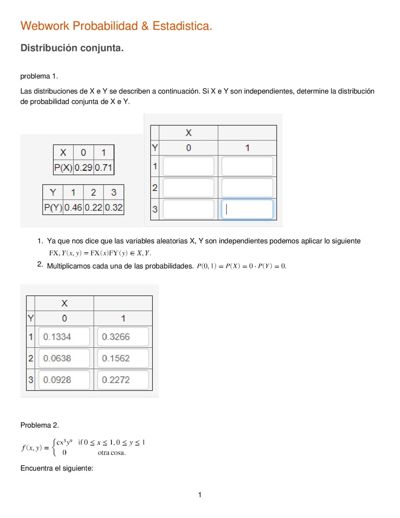 Probabilidad Conjunta | Apuntes de Probabilidad - Docsity