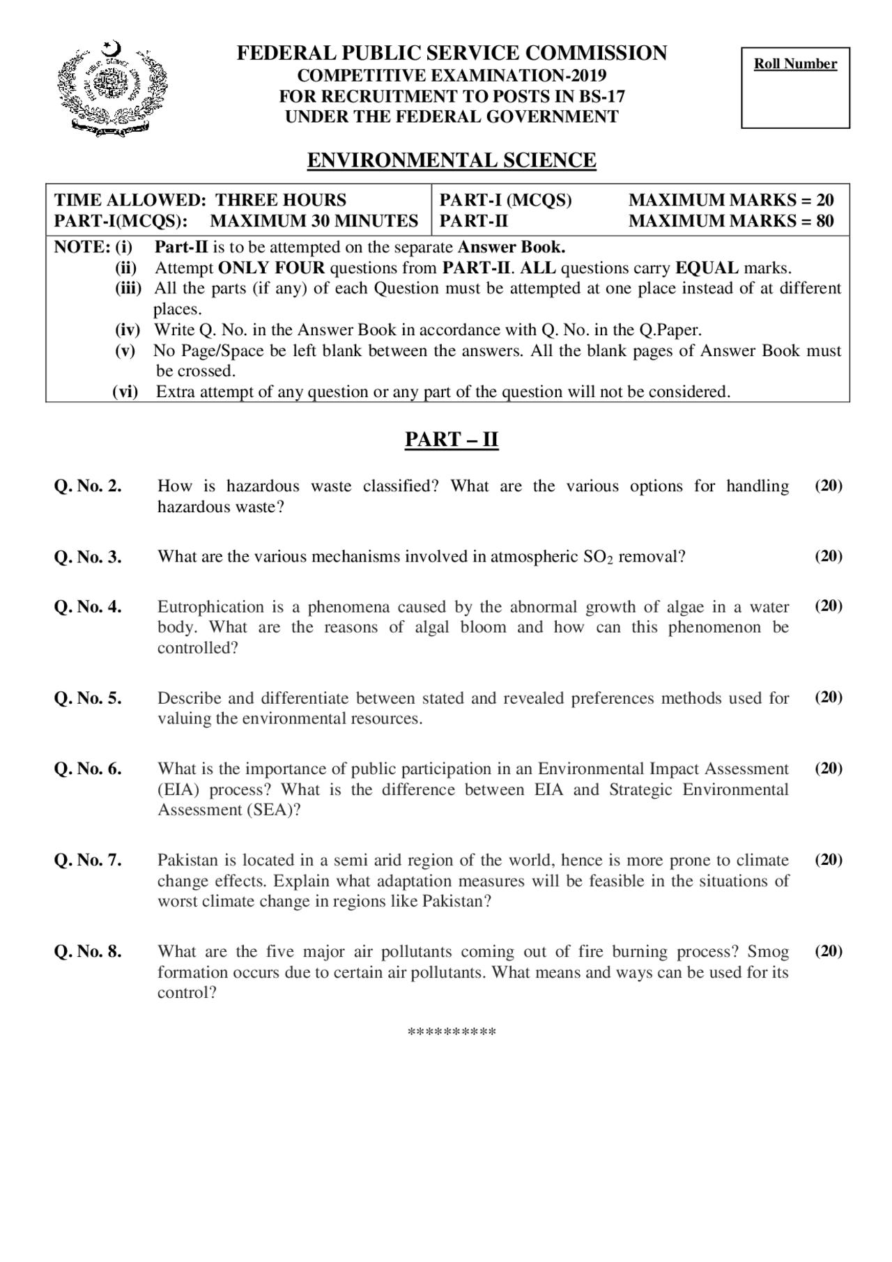 Environmental Science Subjective Notes Docsity