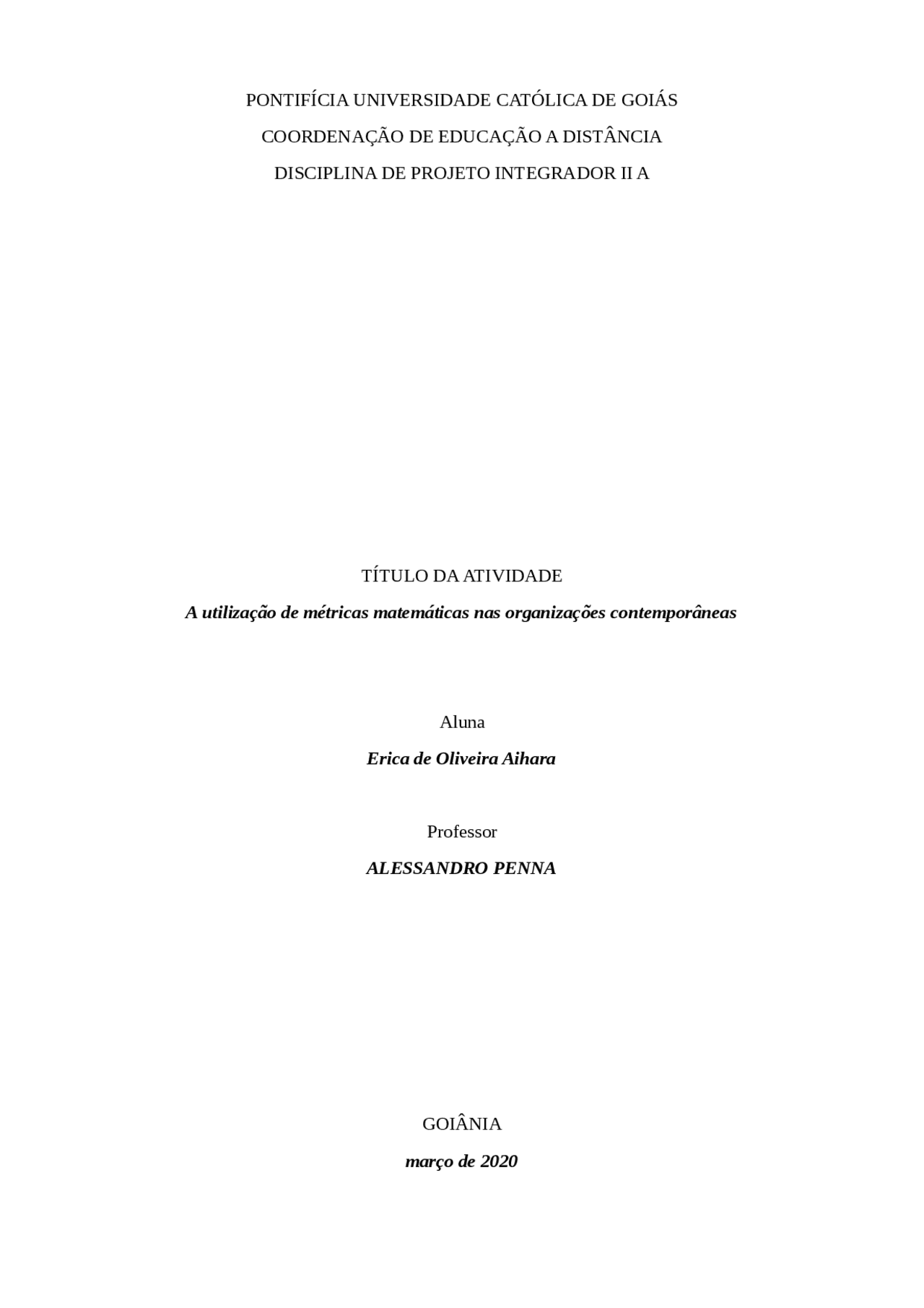 Projeto Integrador 2 Periodo Docsity