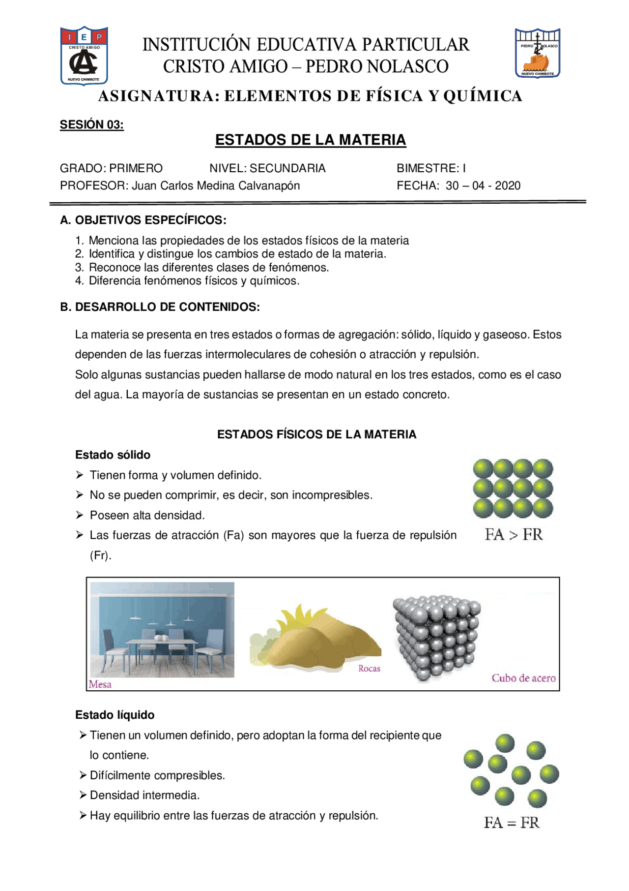 Propiedades de la materia - Docsity