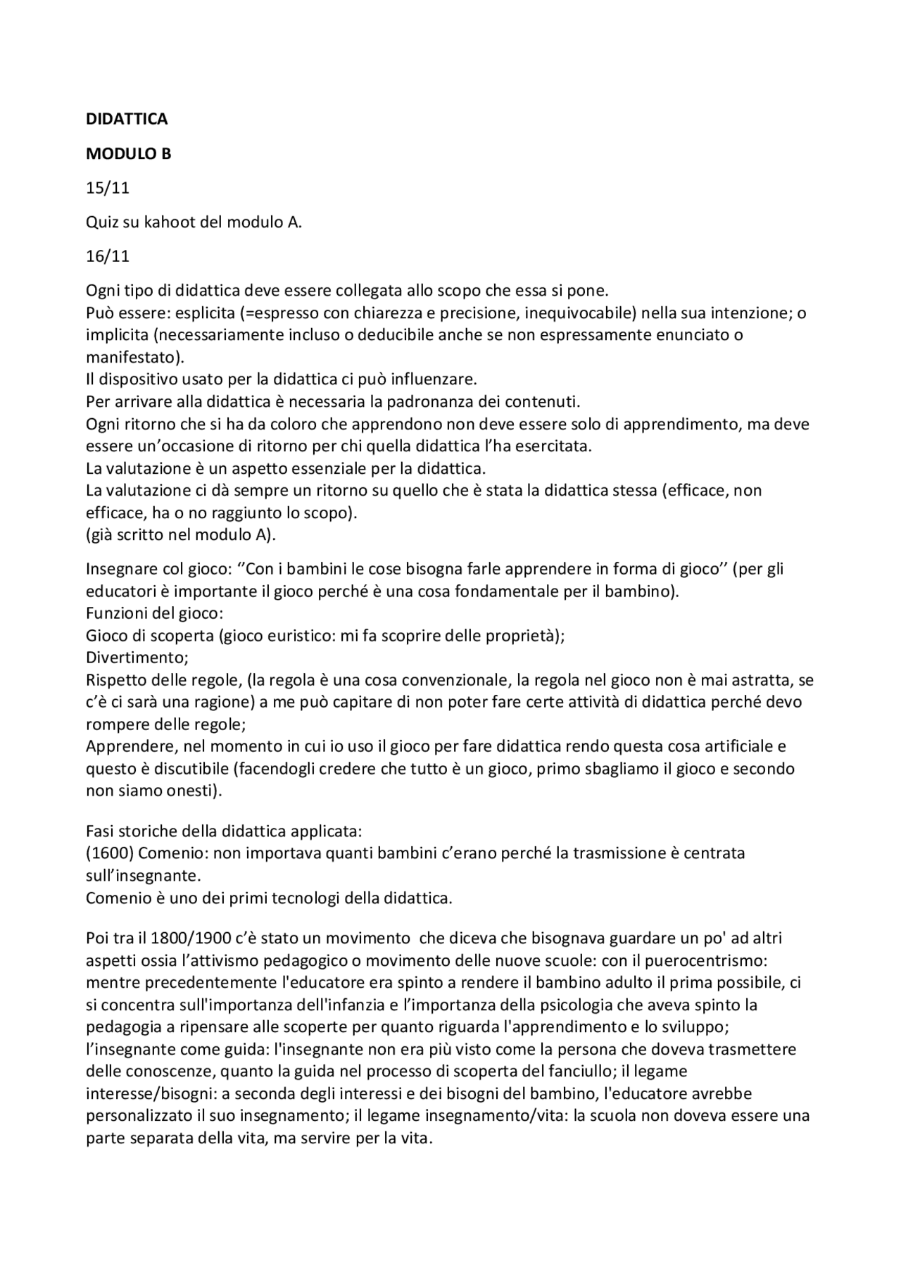 Corso didattica modulo B - Docsity