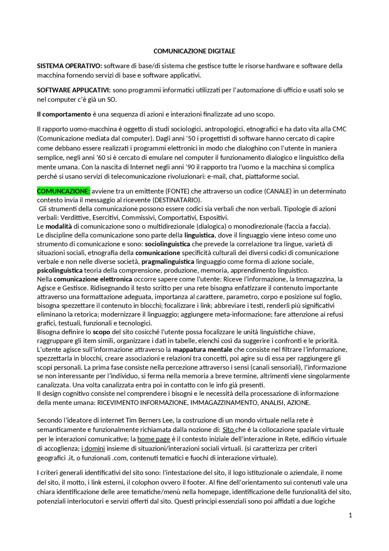 Comunicazione Digitale Docsity