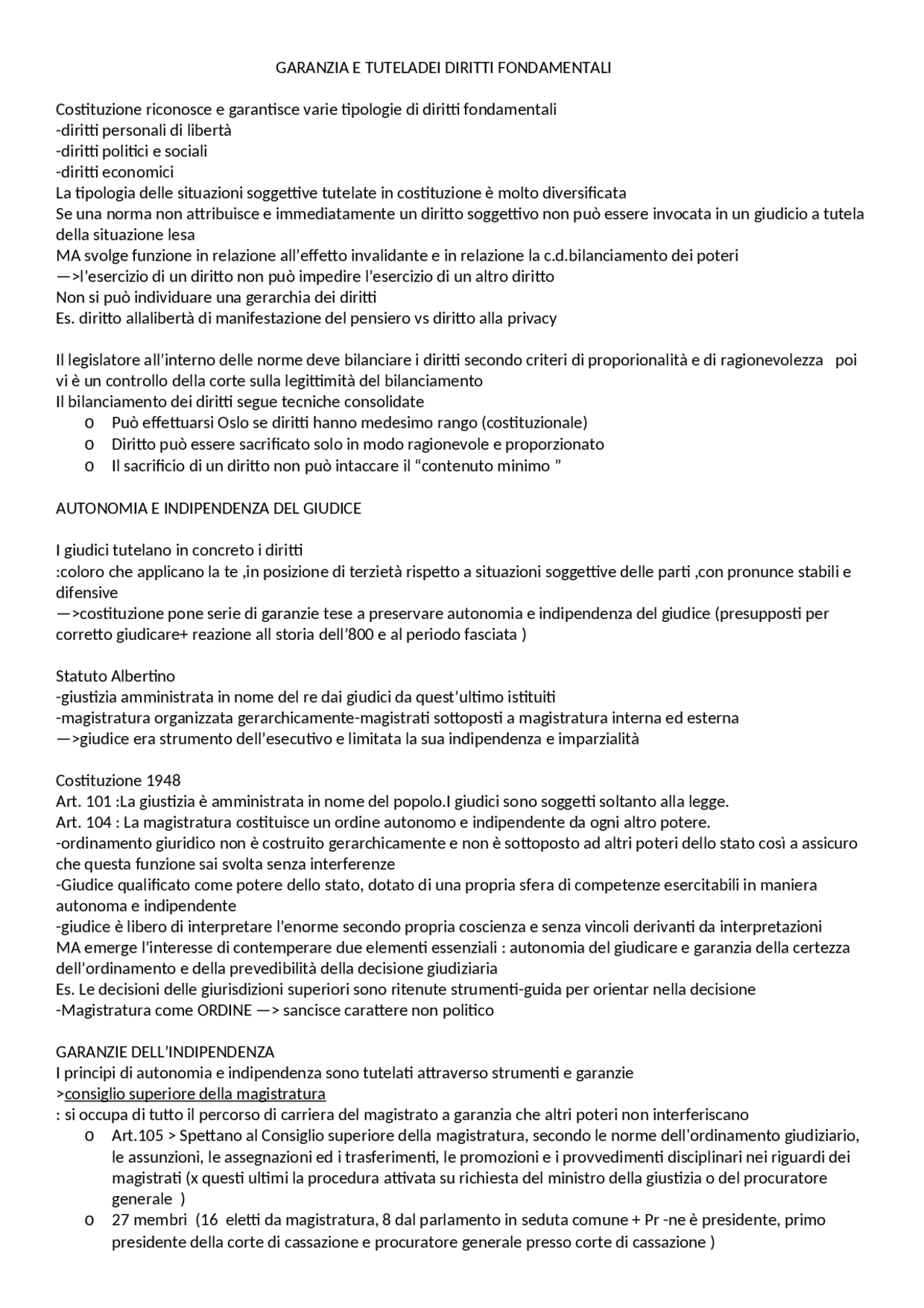 Garanzia E Tutela Dei Diritti Fondamentali Docsity