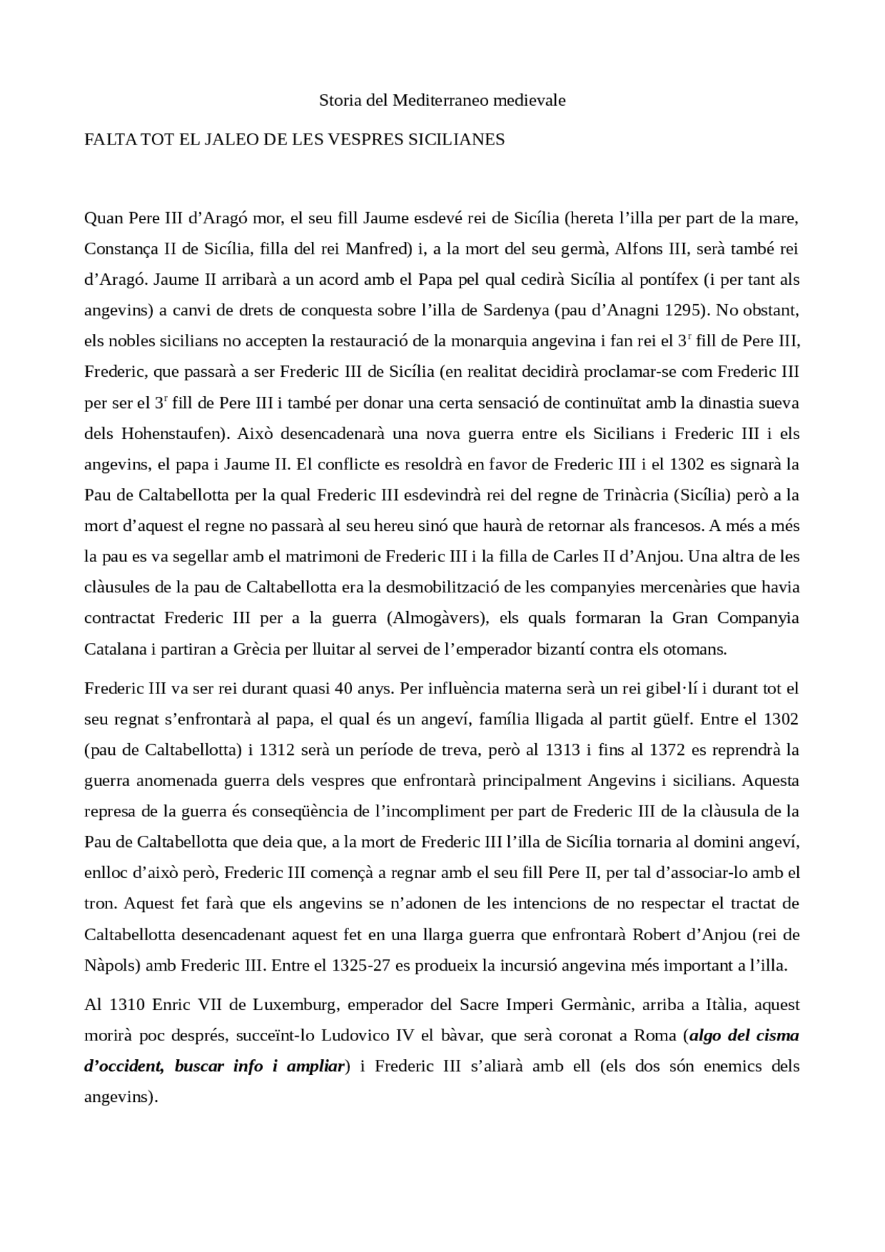 Apunts Història Medieval - Docsity