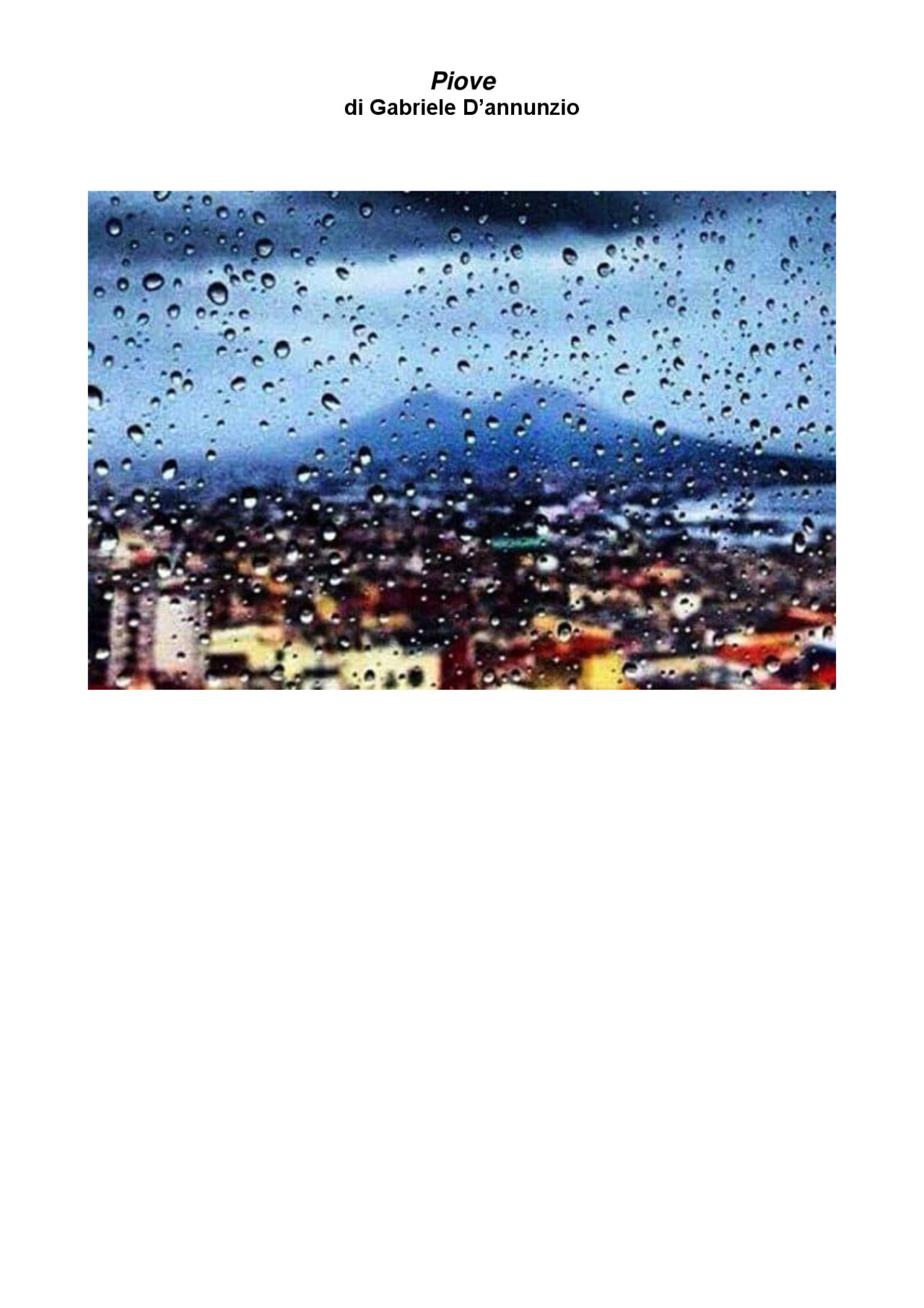 Testo poetico: analisi "Piove" di Gabriele D'annunzio | Esercizi di ...