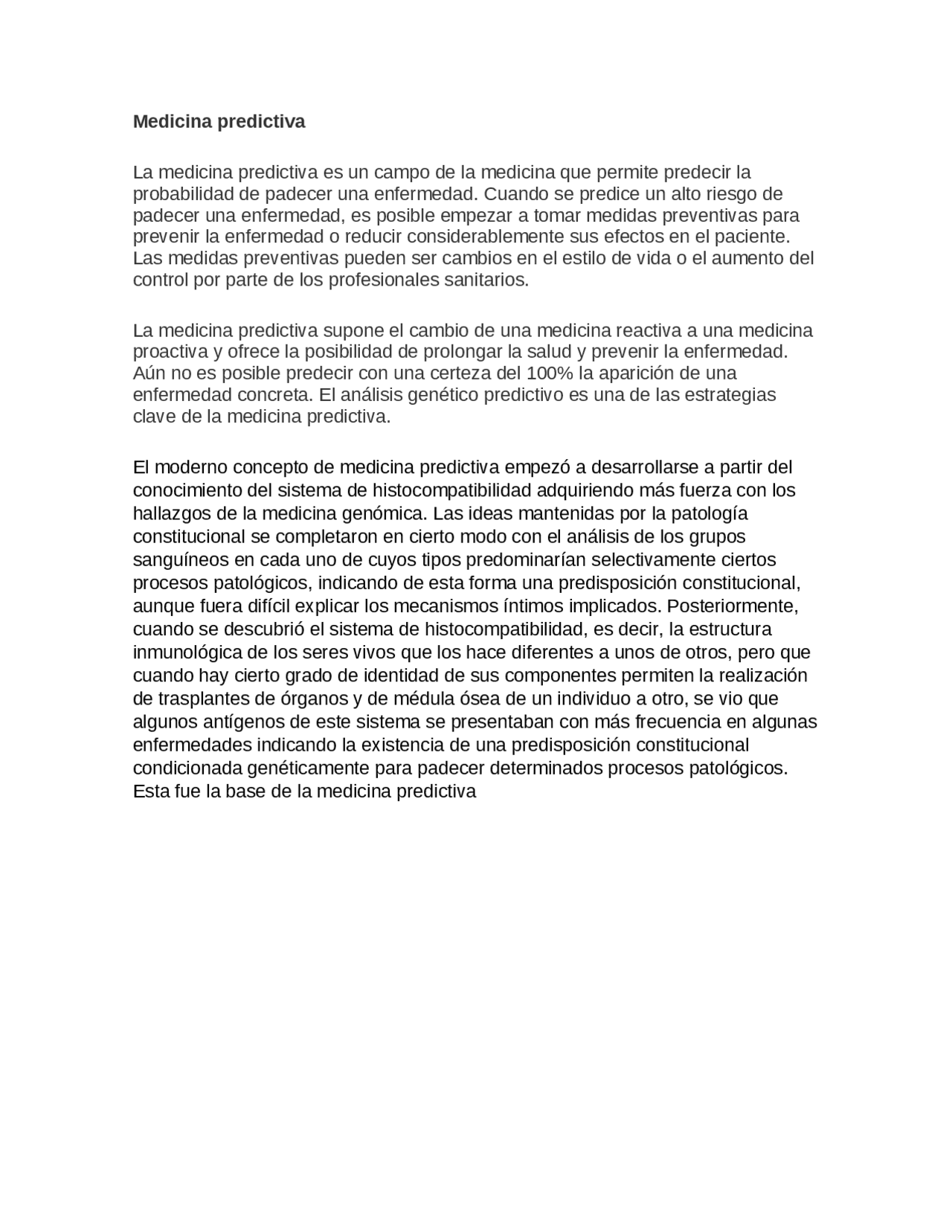 Medicina predictiva. - Docsity