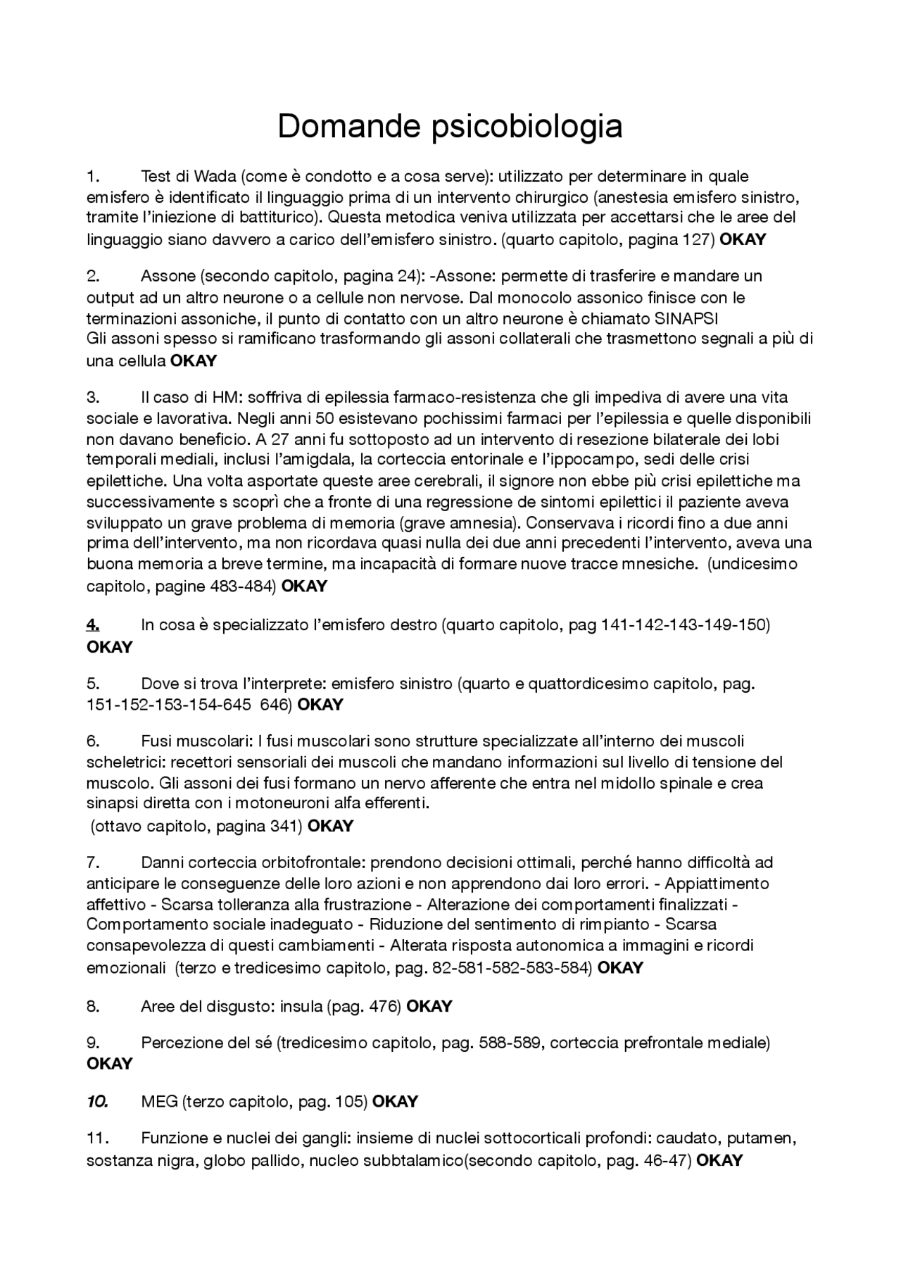Psicobiologia Appunti Docsity