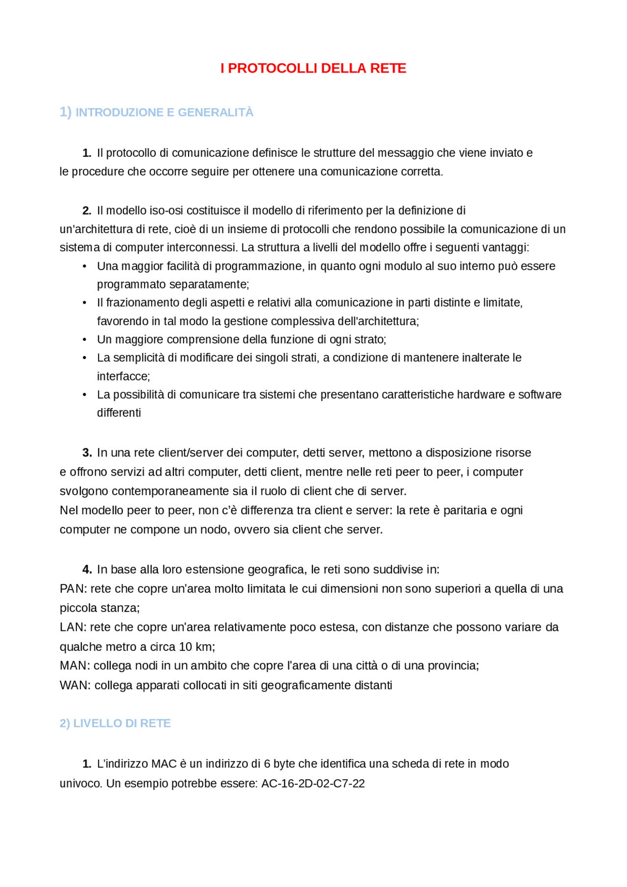 Appunti Di Informatica Sui Protocolli Di Rete Docsity