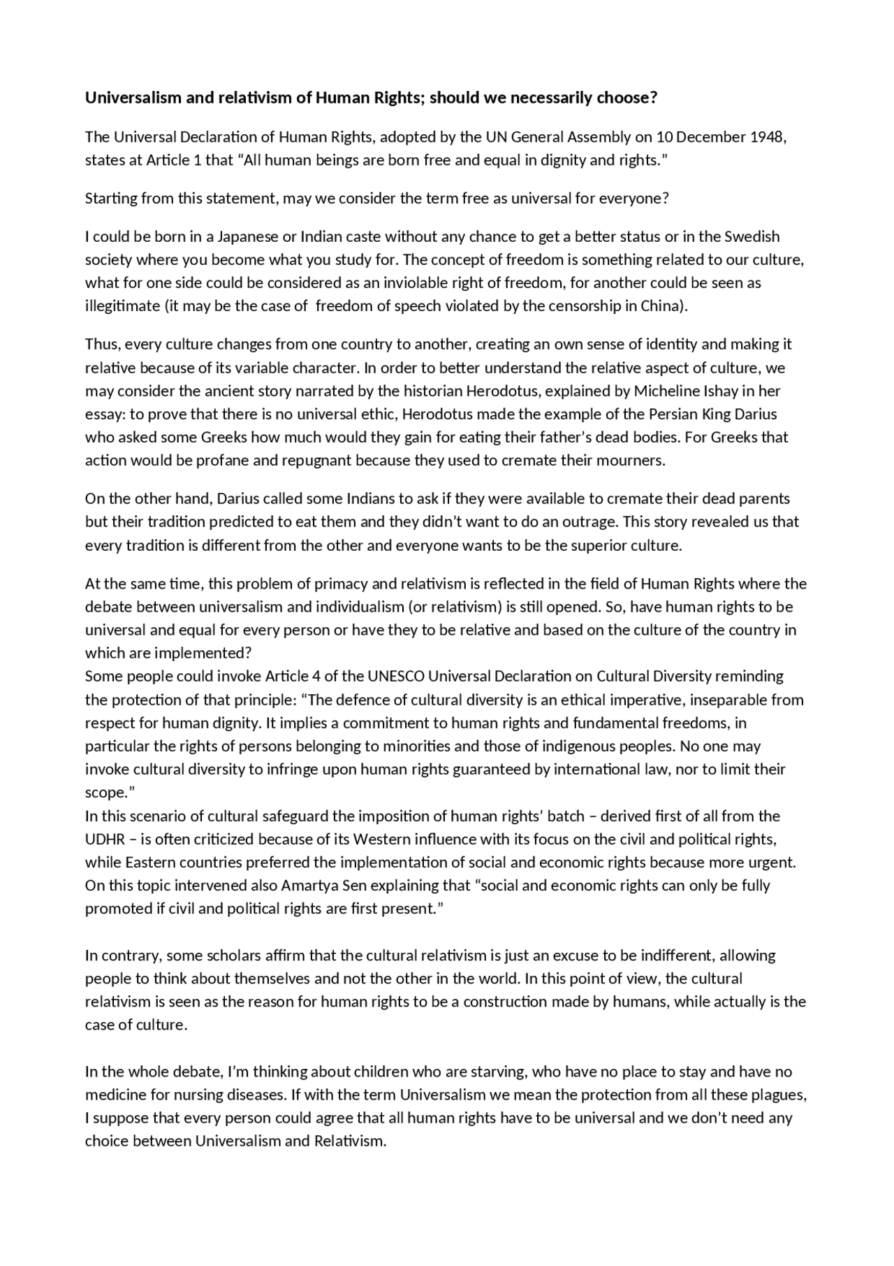 Universalism vs. Relativism in Human Rights: A Cultural Perspective ...