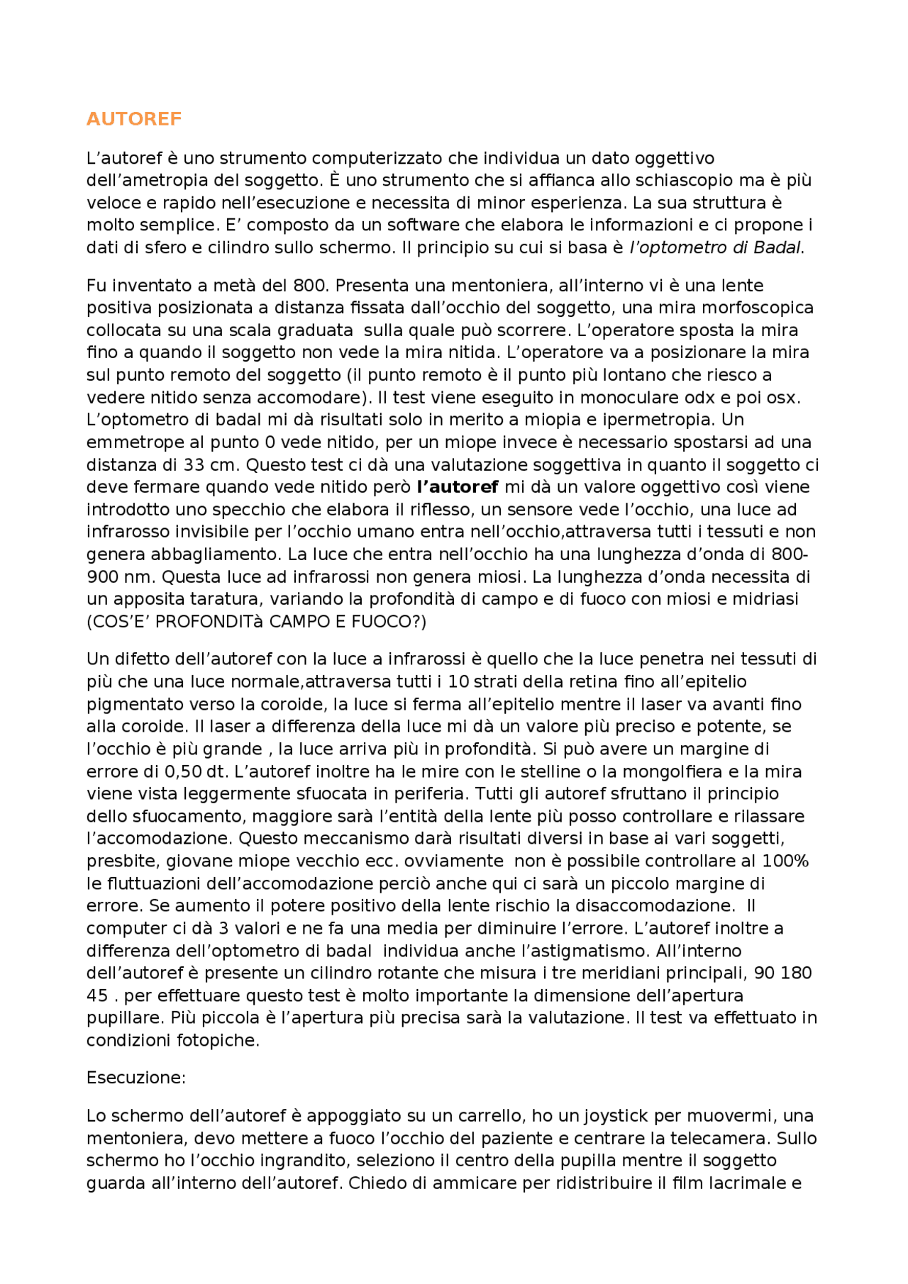 Appunti di optometria del secondo anno,1 modulo - Docsity