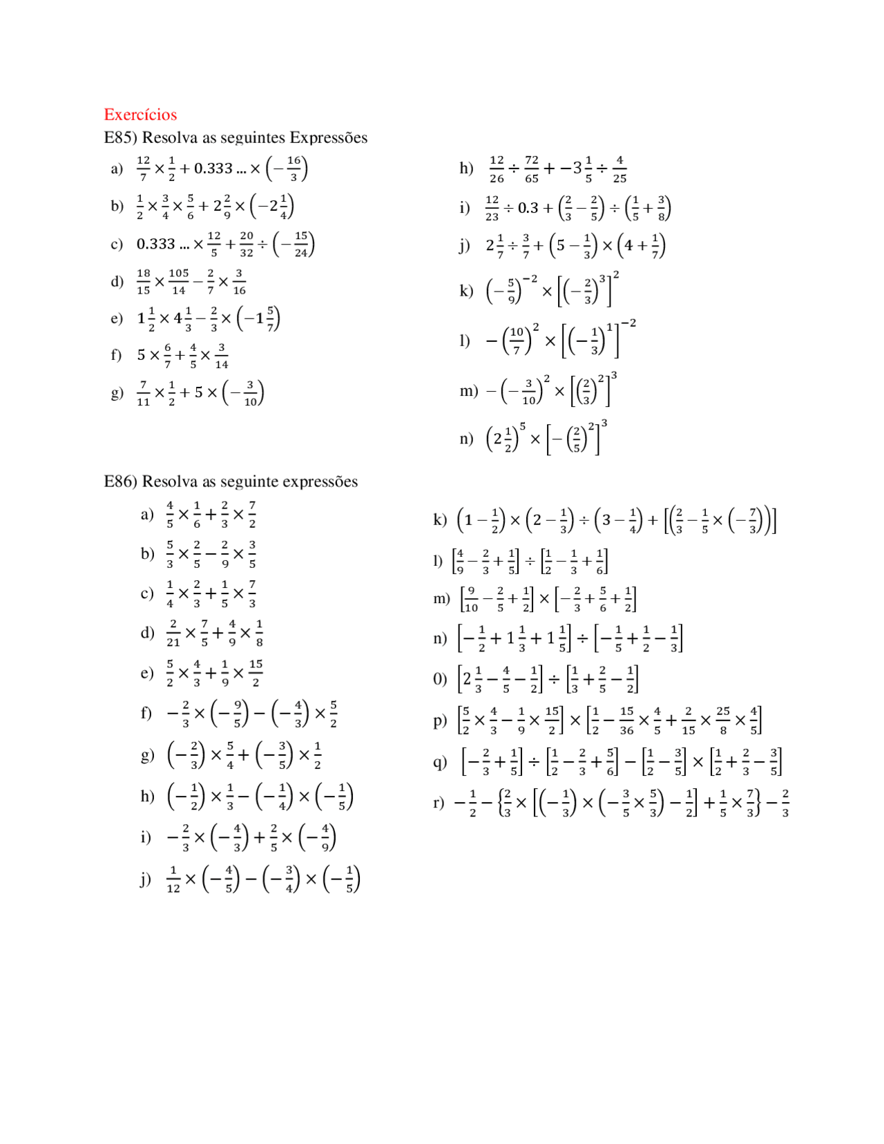 Expressoes Numericas Docsity