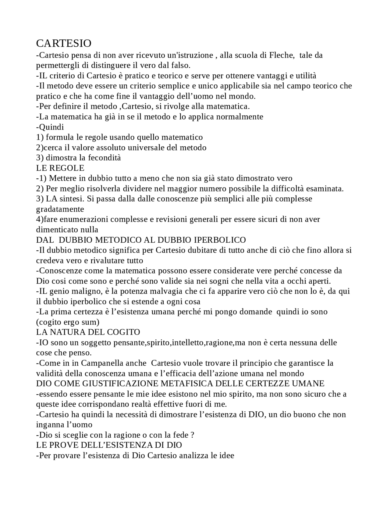 Filosofia Di Cartesio Docsity