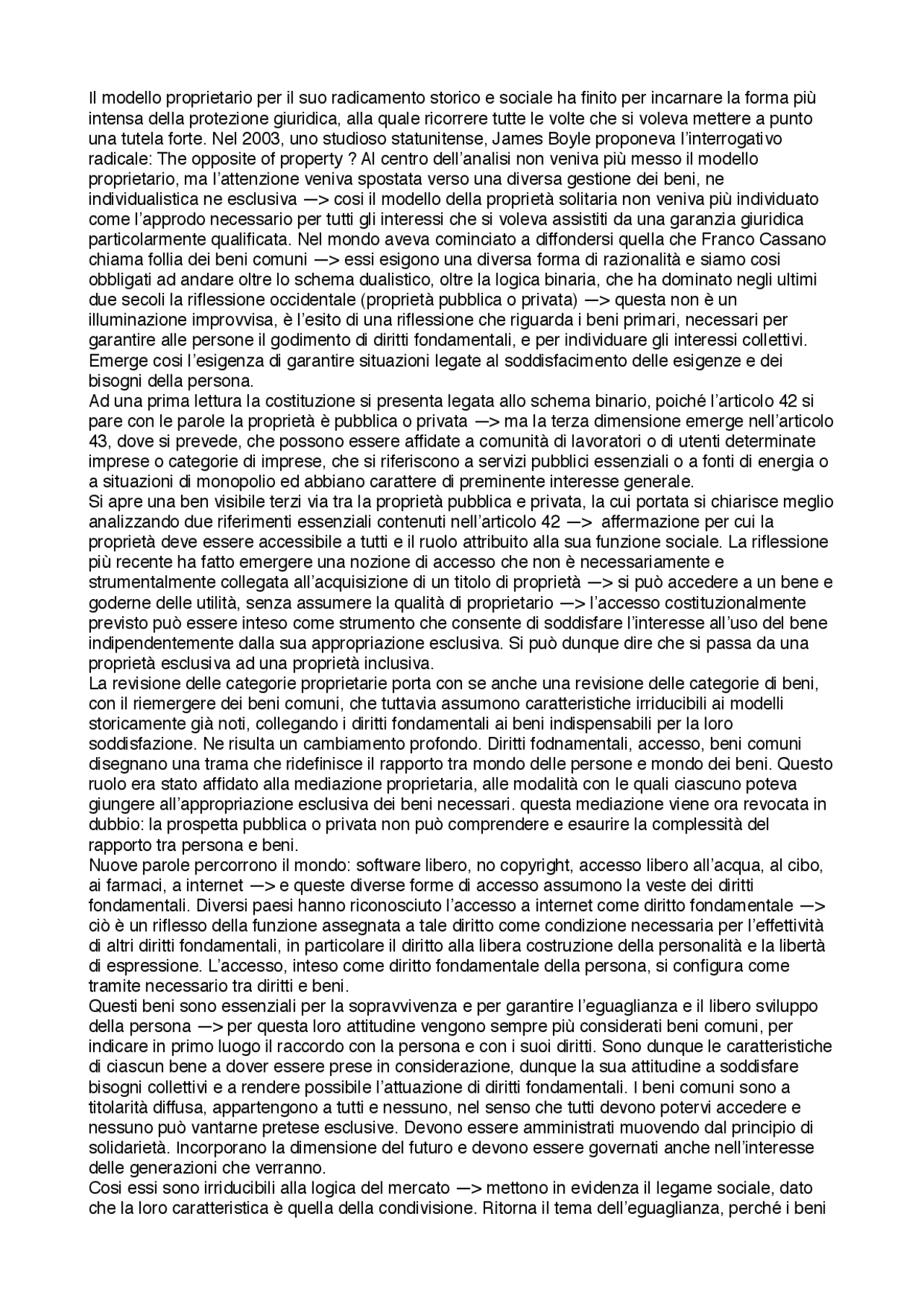 Beni Comuni Riassunto Documento Di Stefano Rodotà Docsity