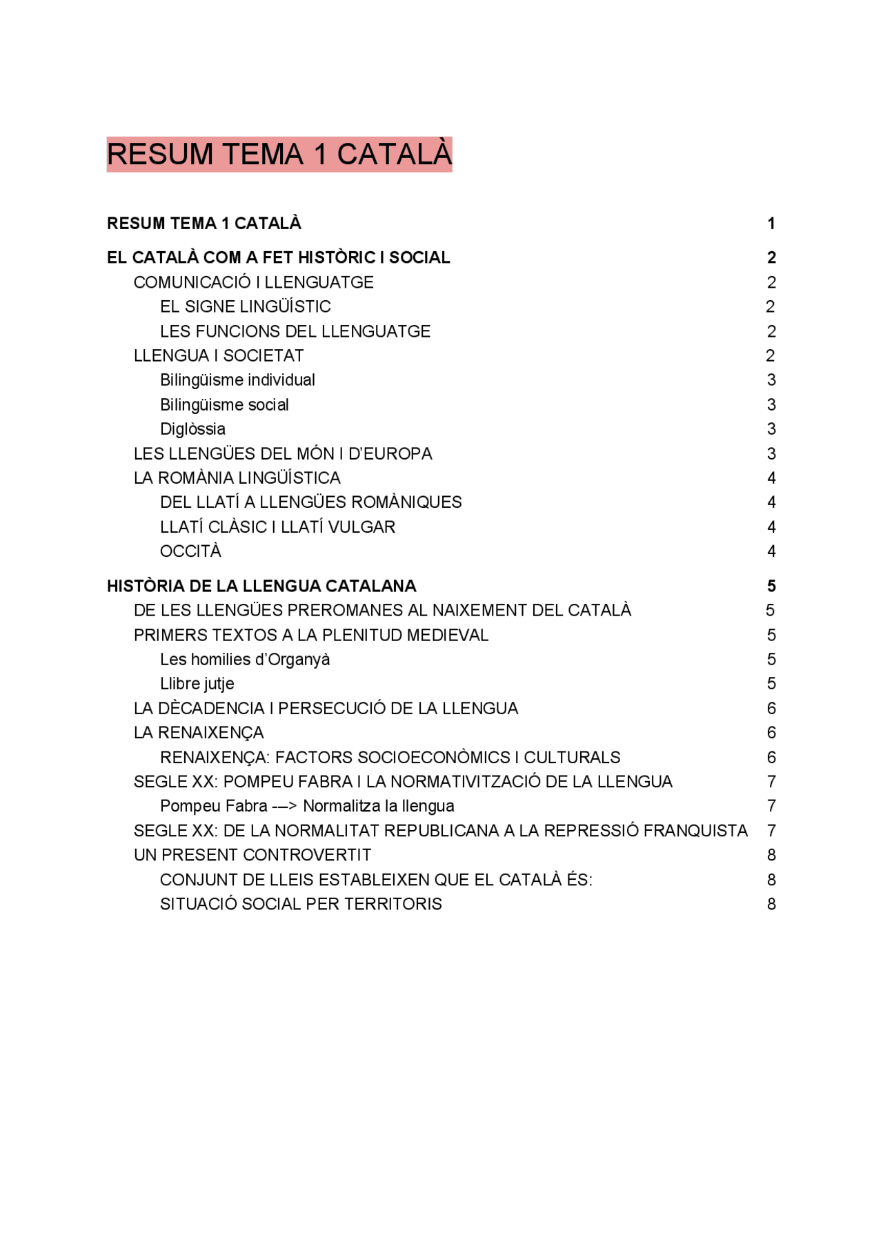 EL CATALA COM A FET HISTÒRIC I SOCIAL - Docsity