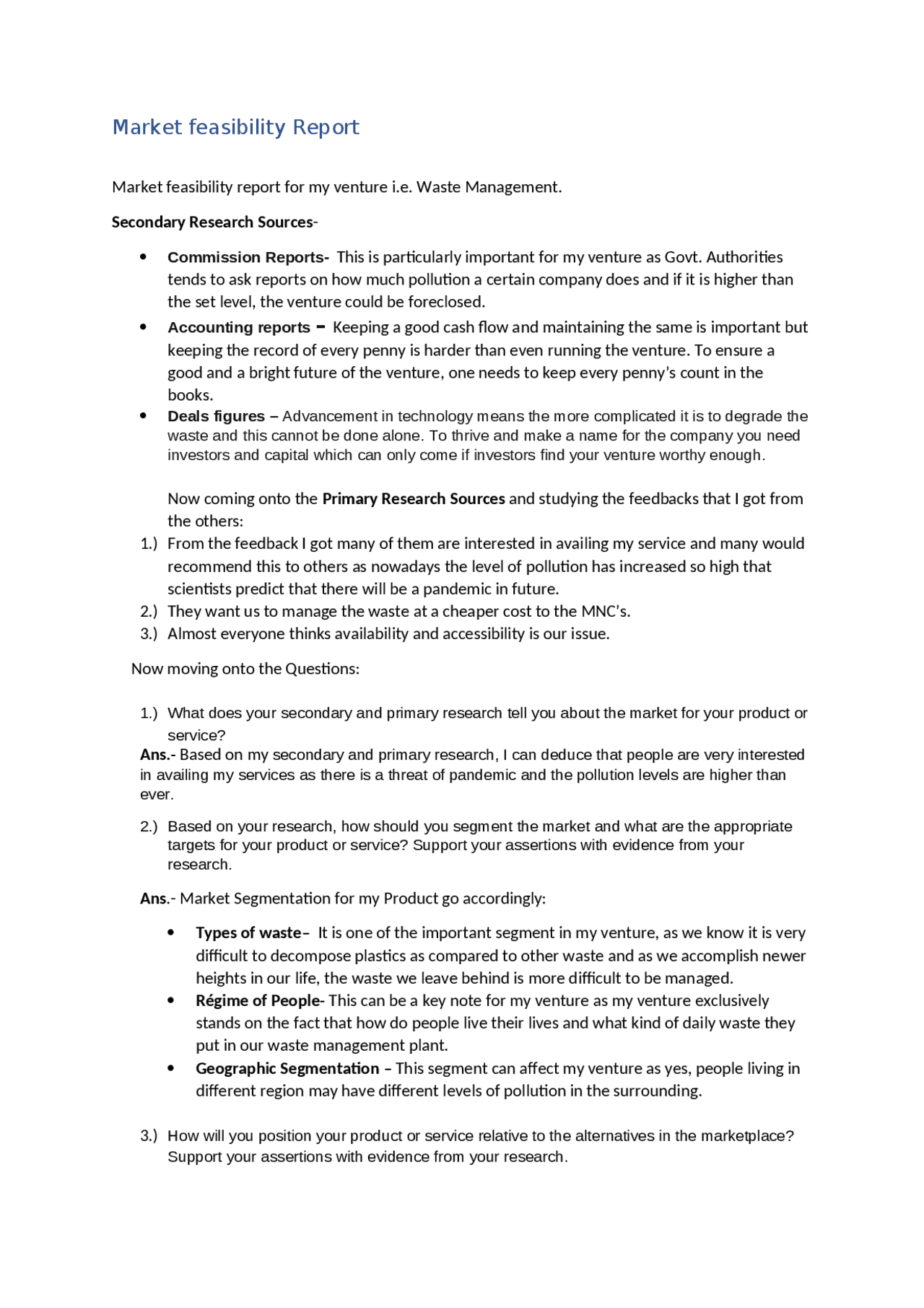 Venture Ideation Assignment - Docsity