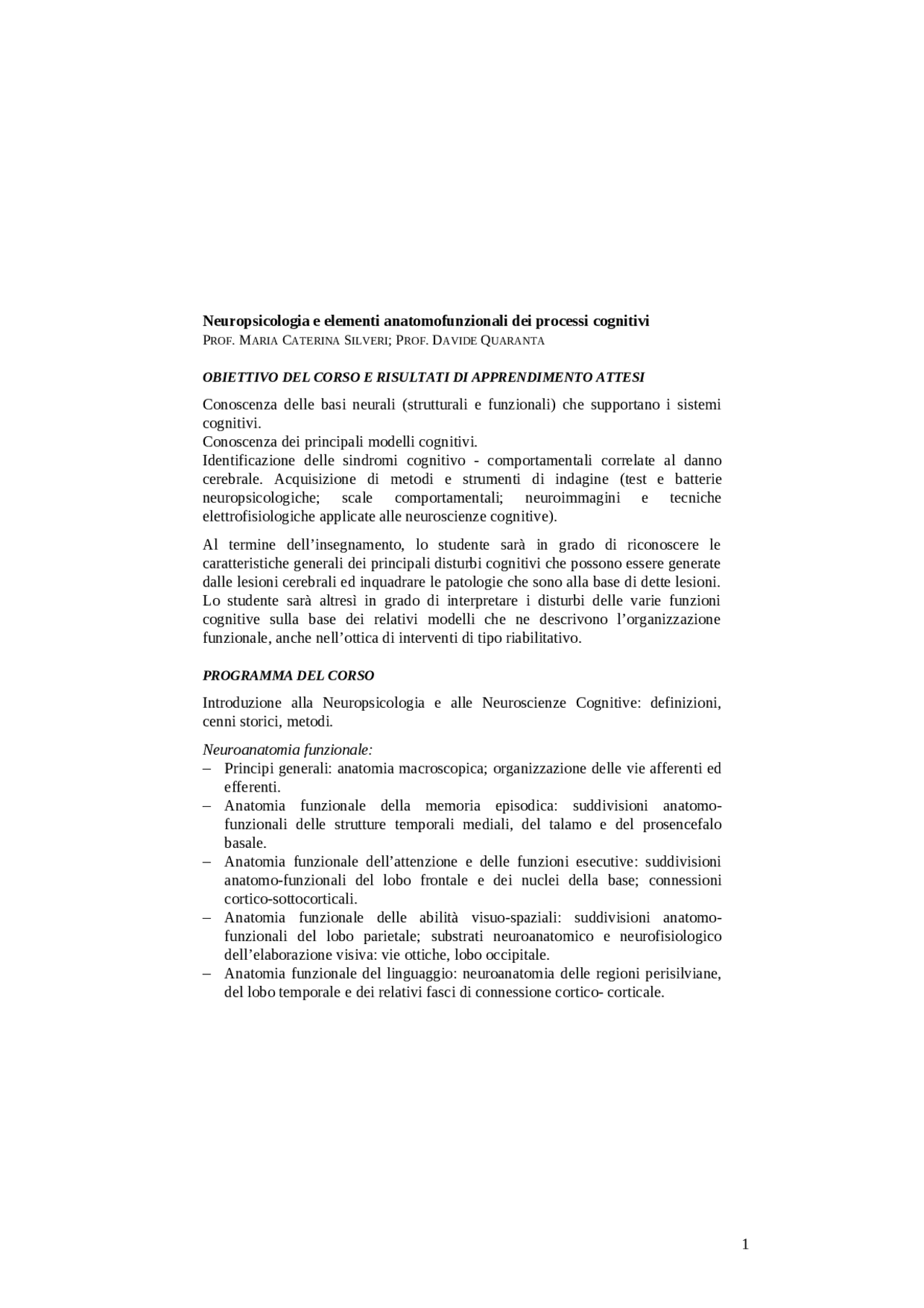 Neuropsicologia Fondamenti Docsity