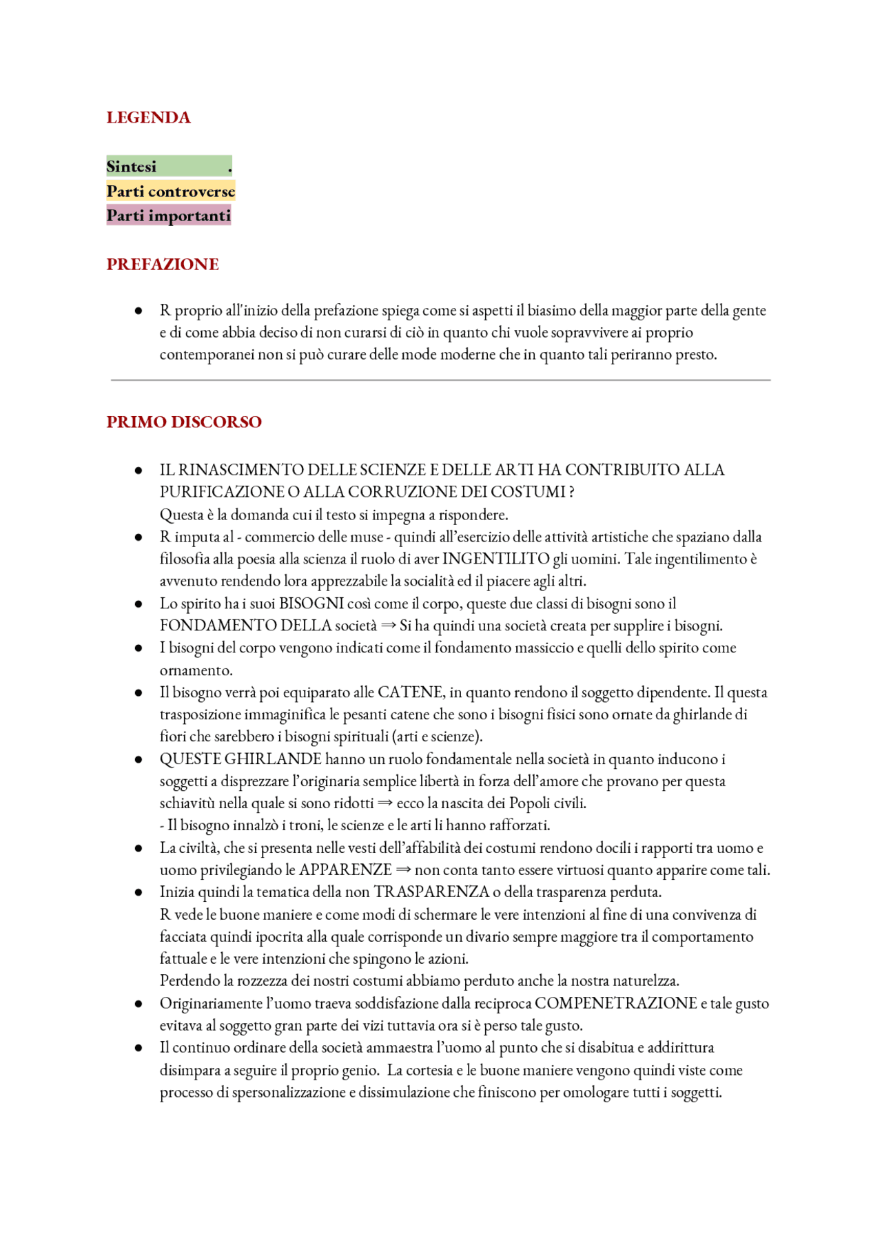 Sintesi Discorsi Rousseau Docsity