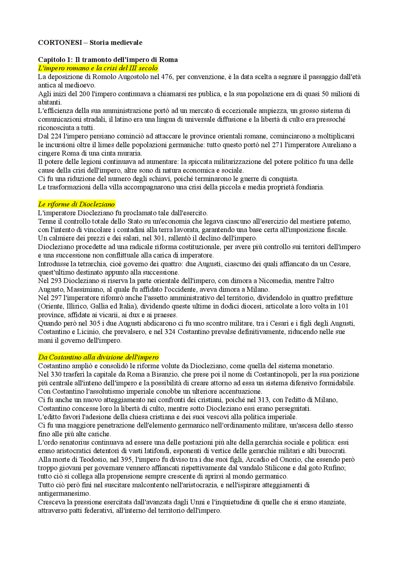 Riassunto Cortonesi Il Medioevo Profilo Di Un Millennio Docsity
