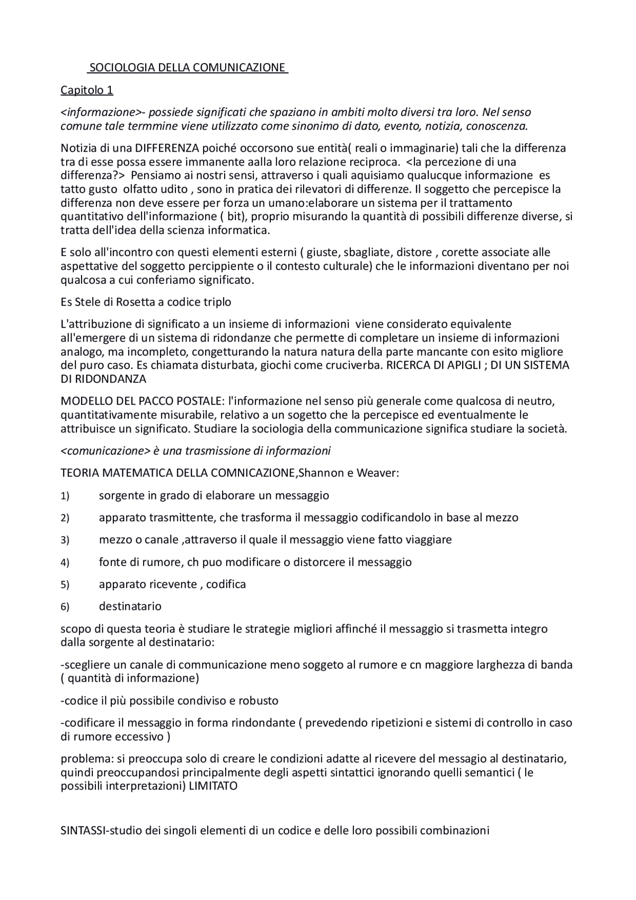 Sociologia Della Comunicazione Docsity