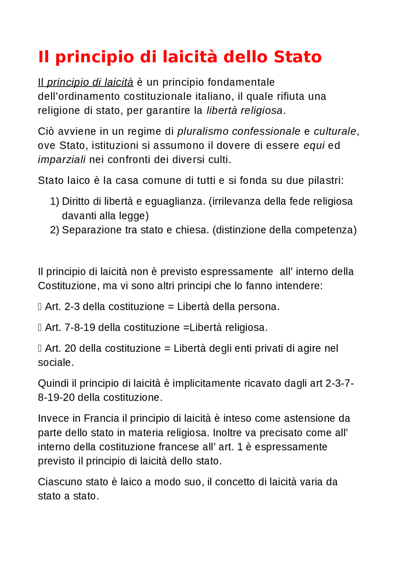 Appunti Diritto Ecclesiastico Docsity