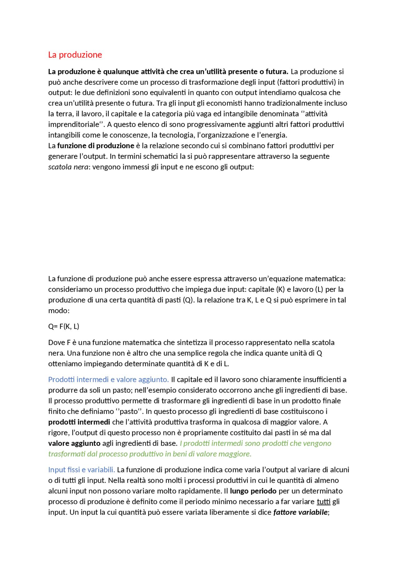La Produzione Microeconomia Docsity