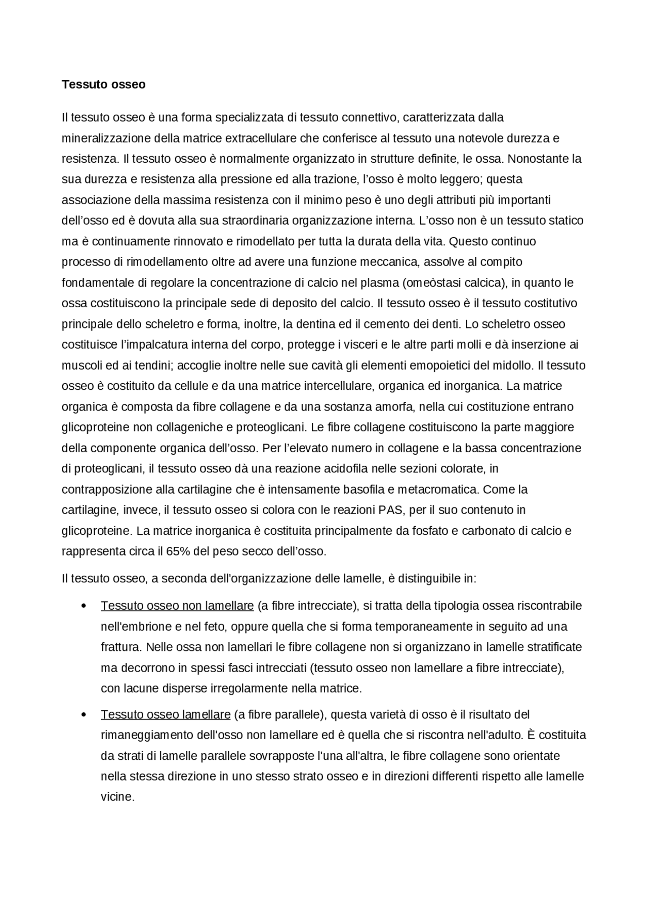 Tessuto Osseo Istologia Docsity