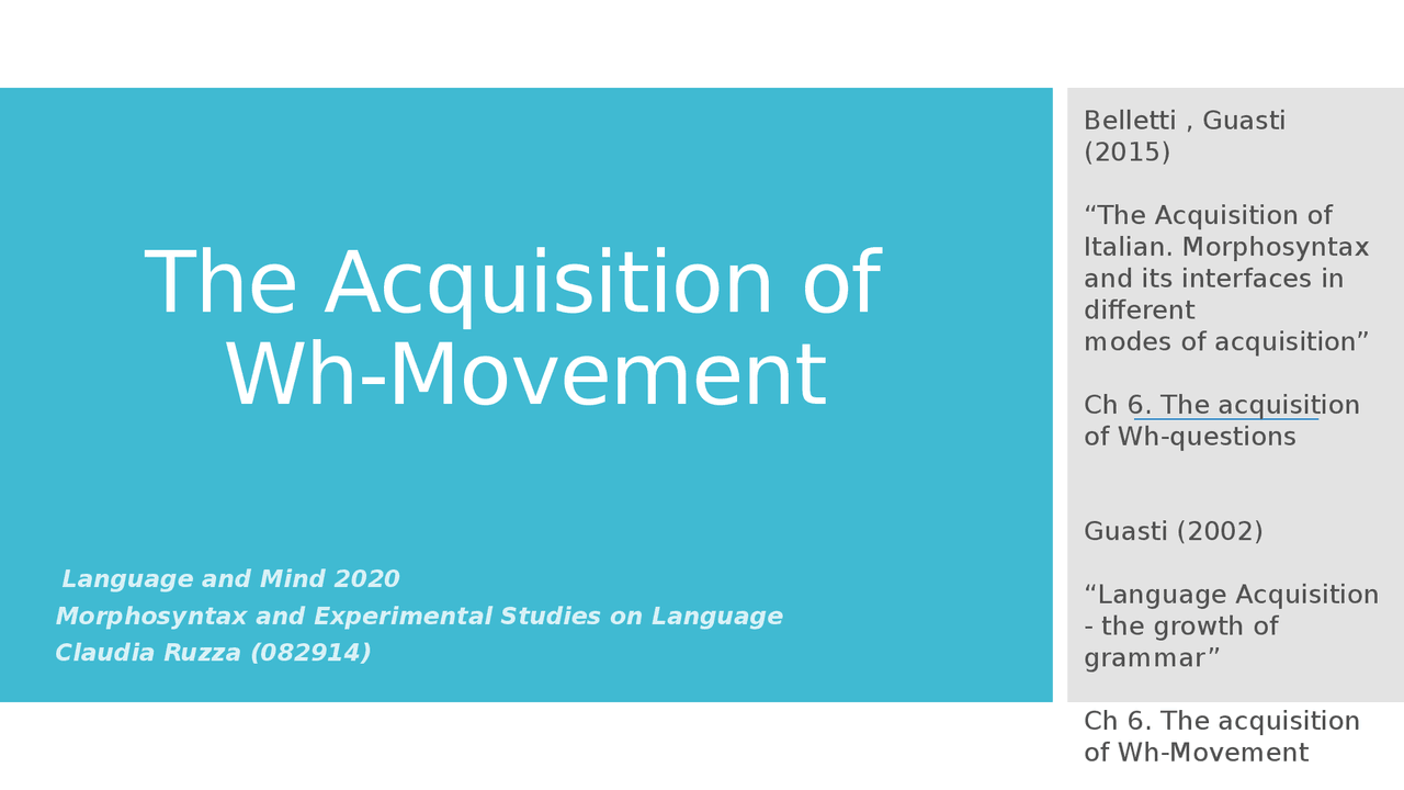 The acquisition of wh-movement - Docsity