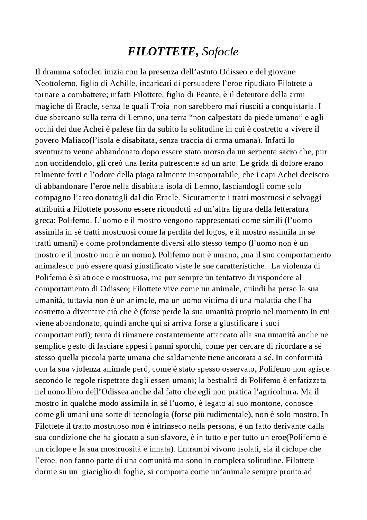 Filottete Tragedia Greca Docsity