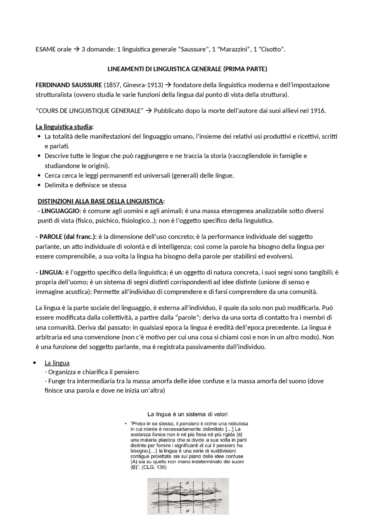Linguistica Uniurb 1° Anno Saussure Docsity