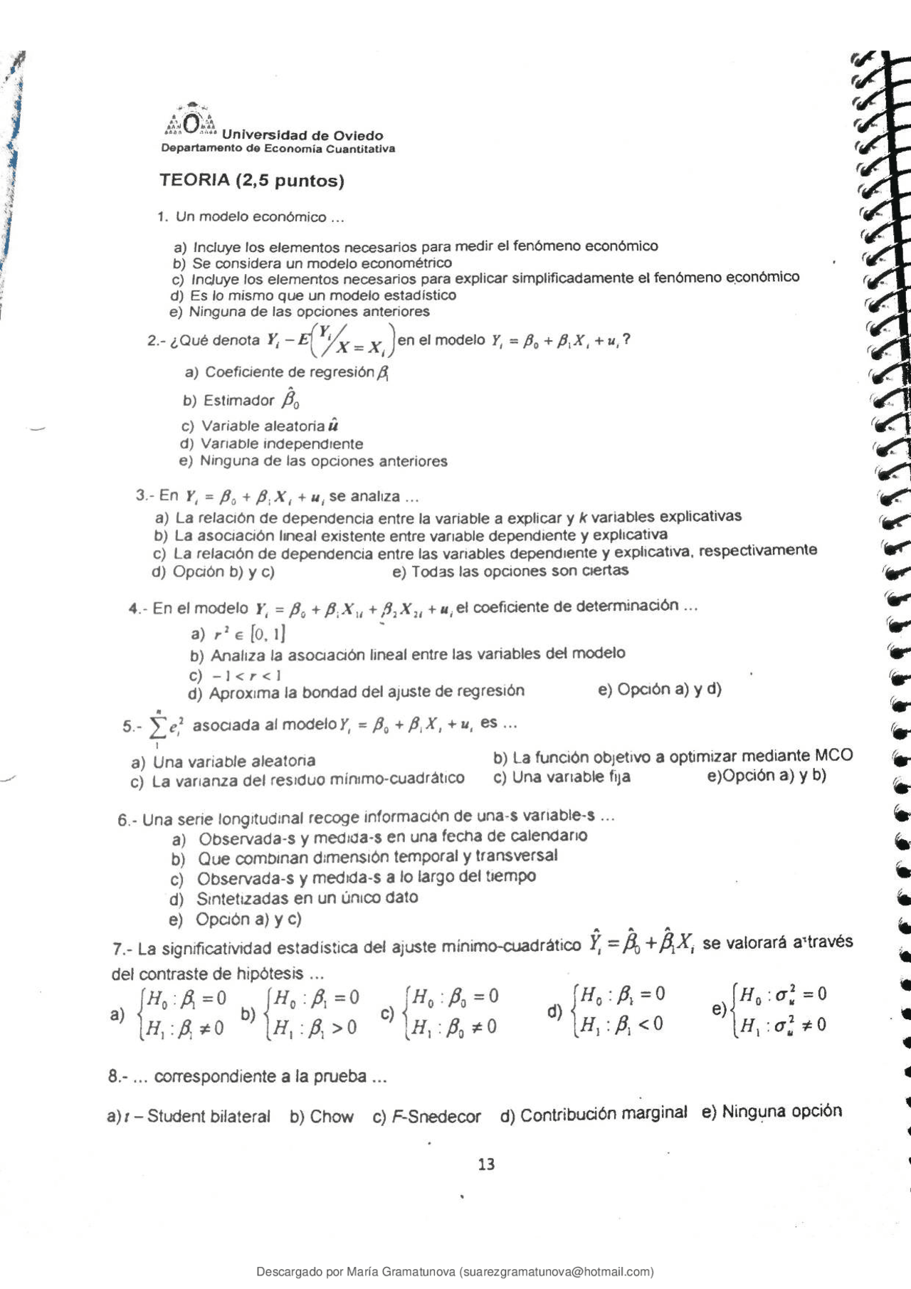 Examen Econometria 3º - Docsity