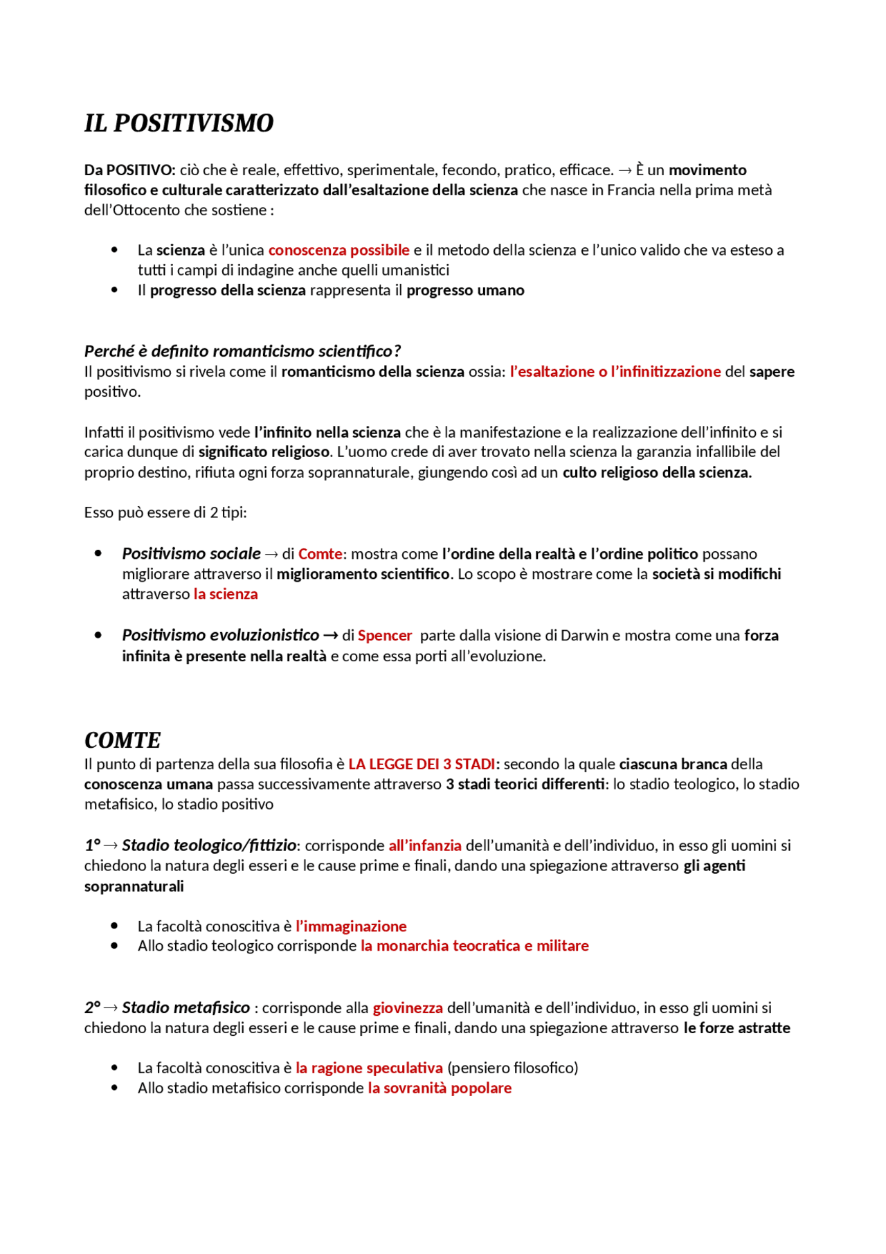 Appunti Sul Positivismo Docsity