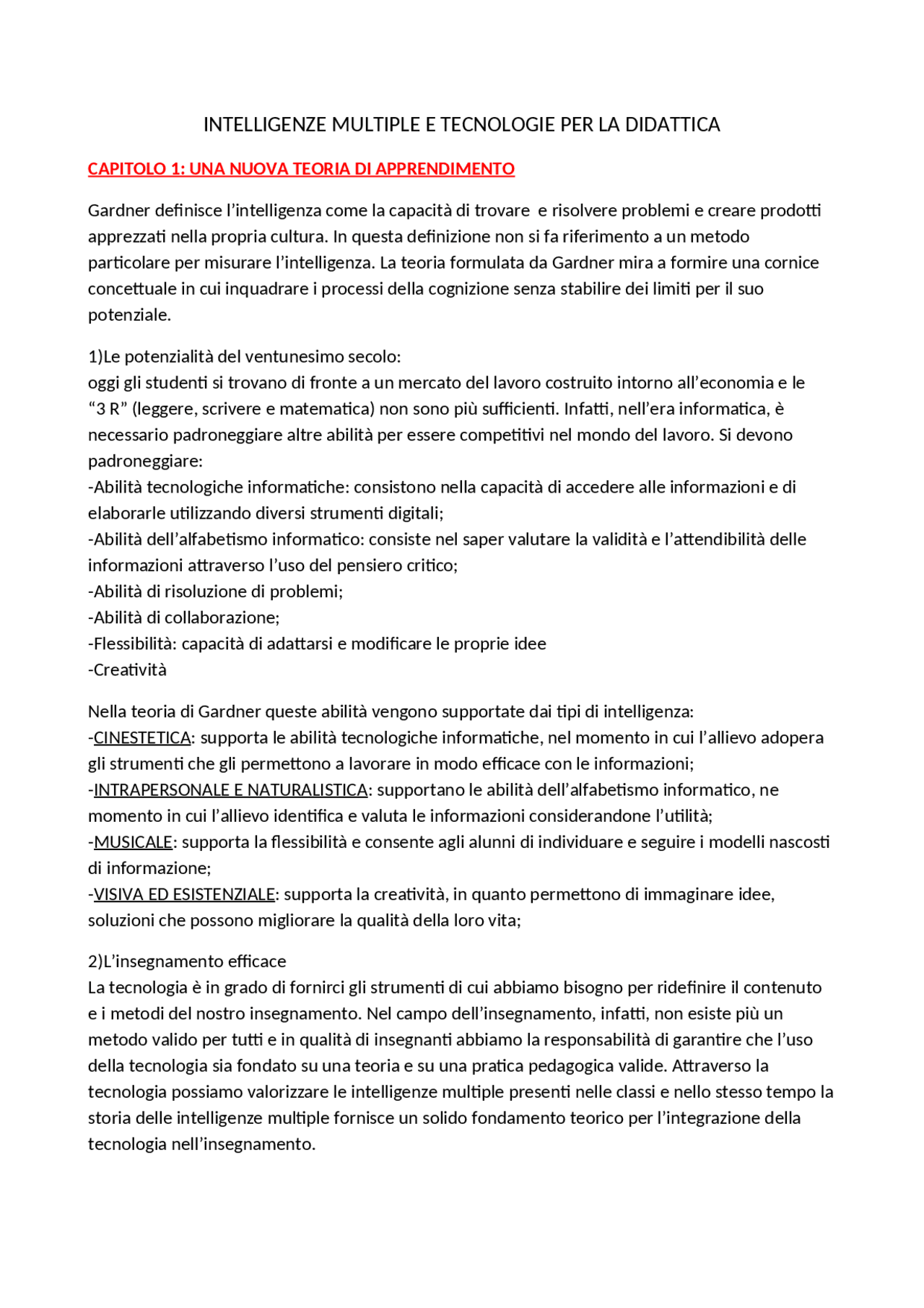 Intelligenze Multiple E Tecnologie Per La Didattica Appunti Di