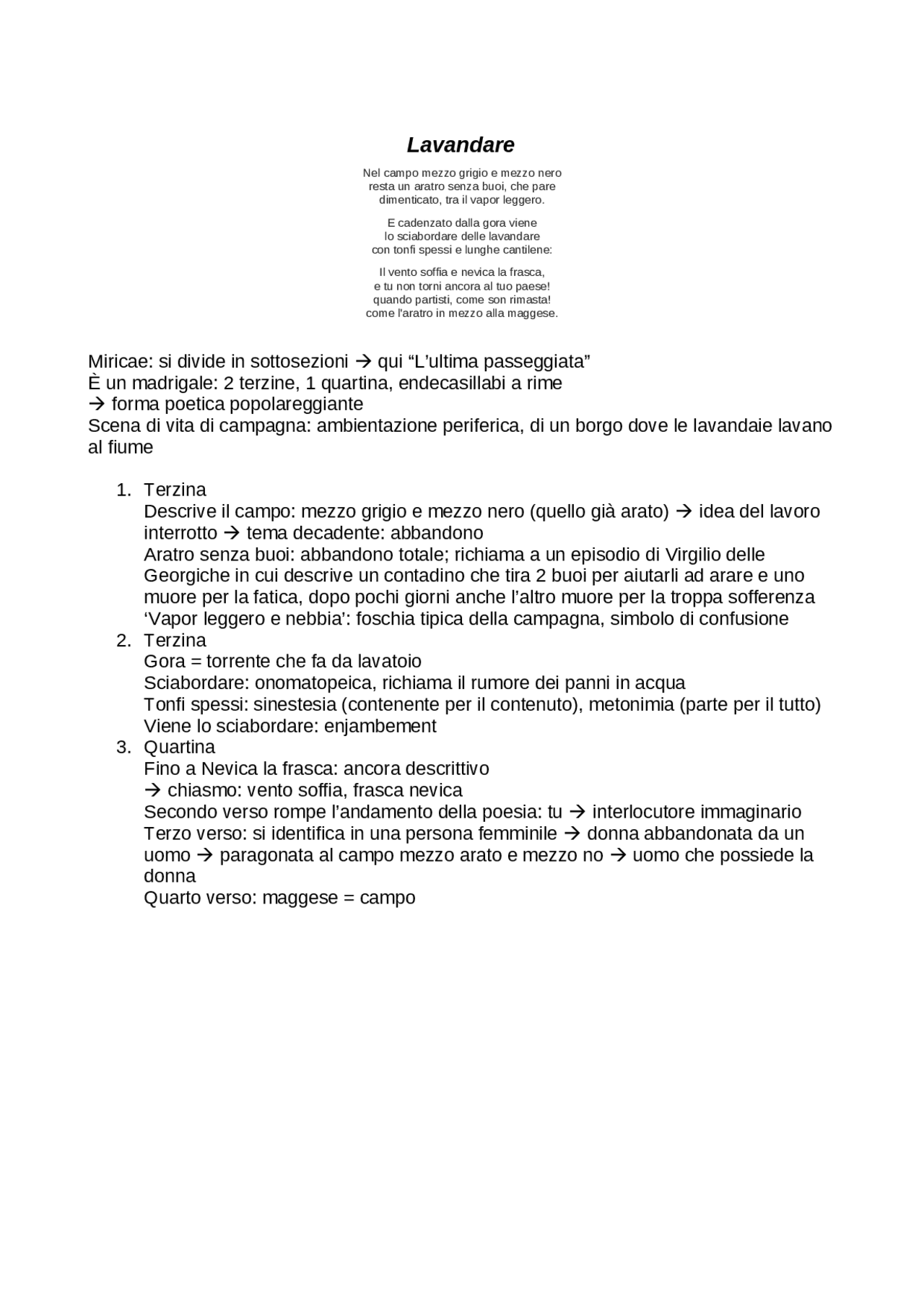Lavandare - Pascoli - Docsity