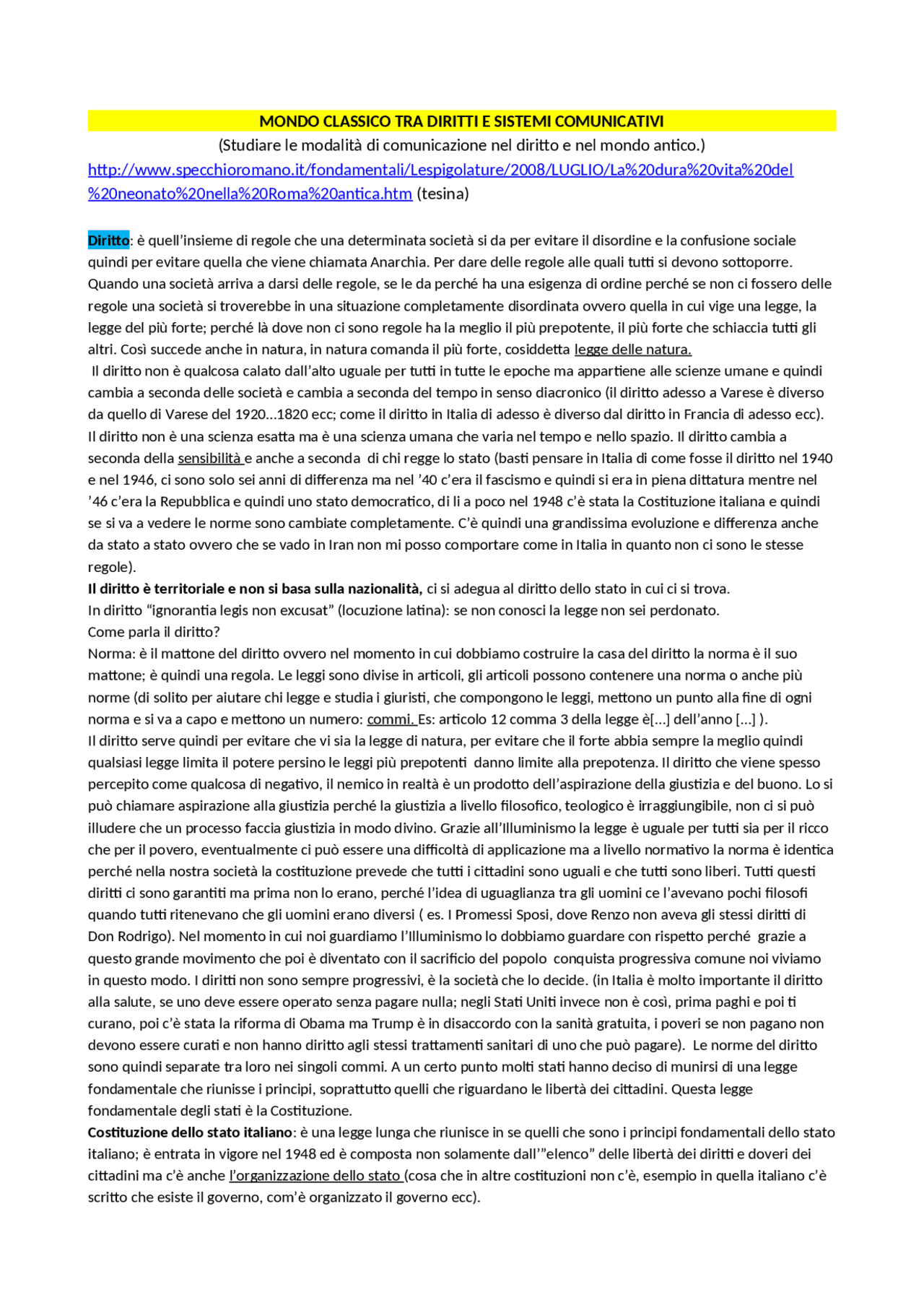 Mondo Classico Tra Diritti E Sistemi Comunicativi Docsity