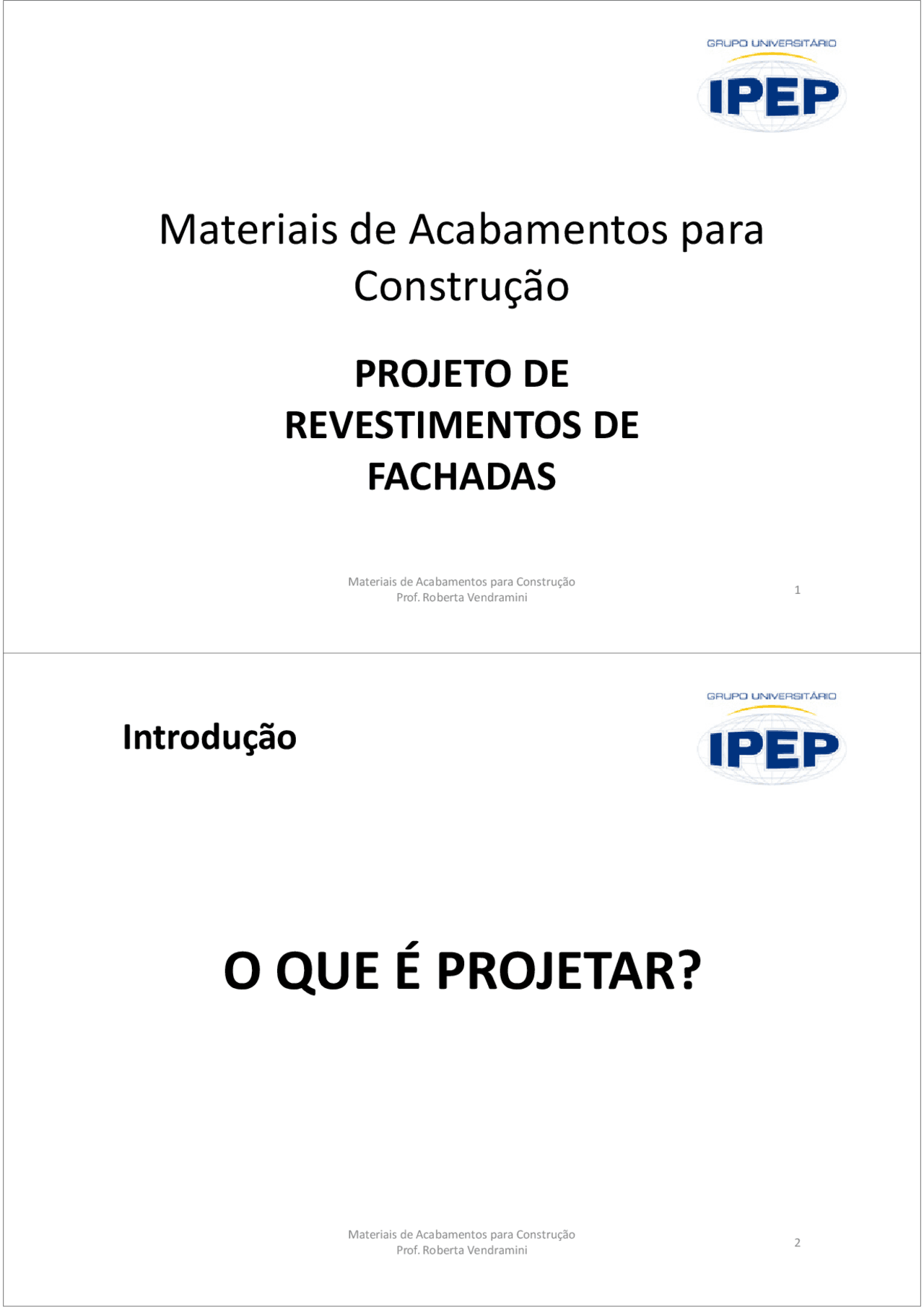 Projeto De Revestimento De Fachadas Docsity