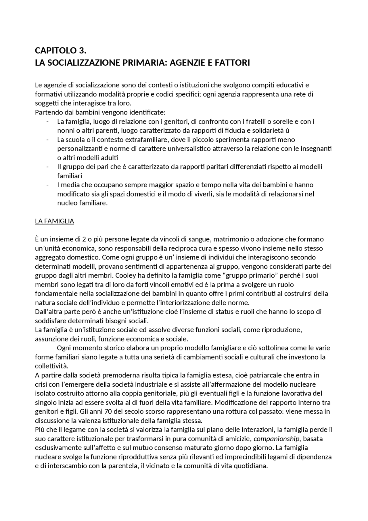 Socializzazione Primaria Docsity