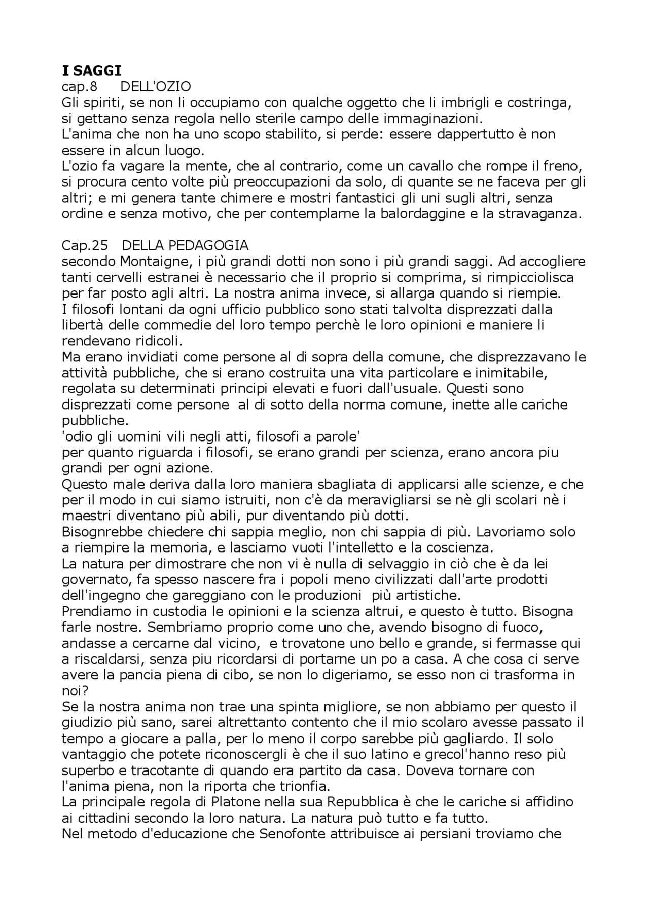 Saggi Di Michel De Montaigne Docsity