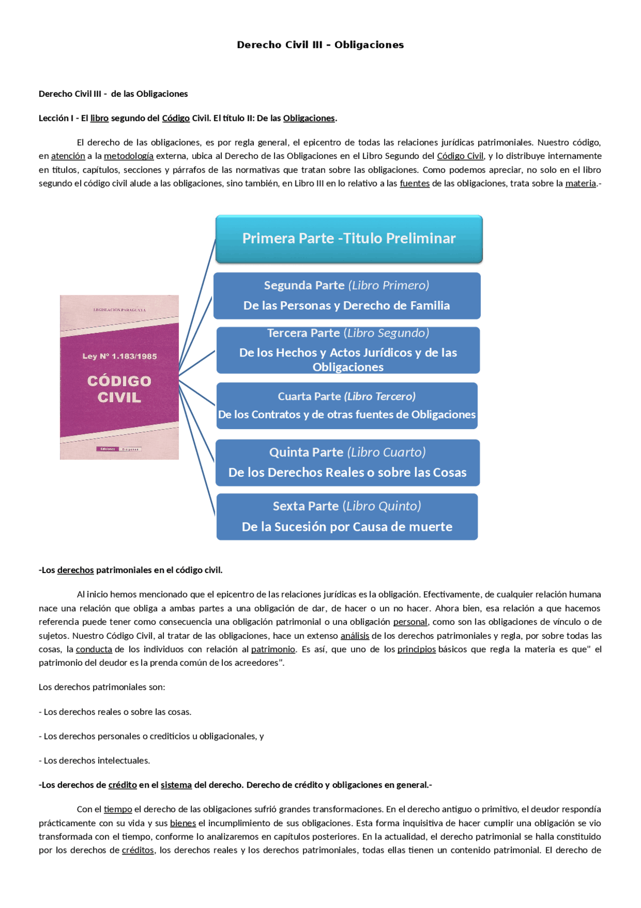 Derecho Civil Obligaciones Paraguay Apuntes De Derecho Civil Docsity