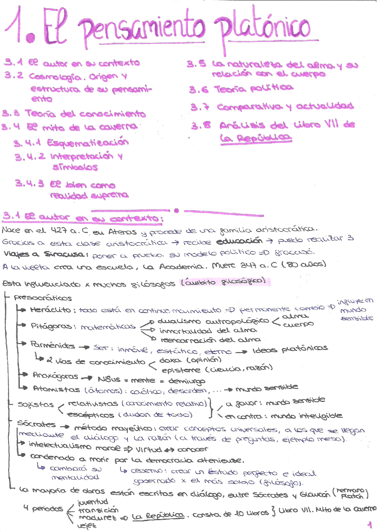 APUNTES PLATÓN Y ACTIVIDADES - Docsity